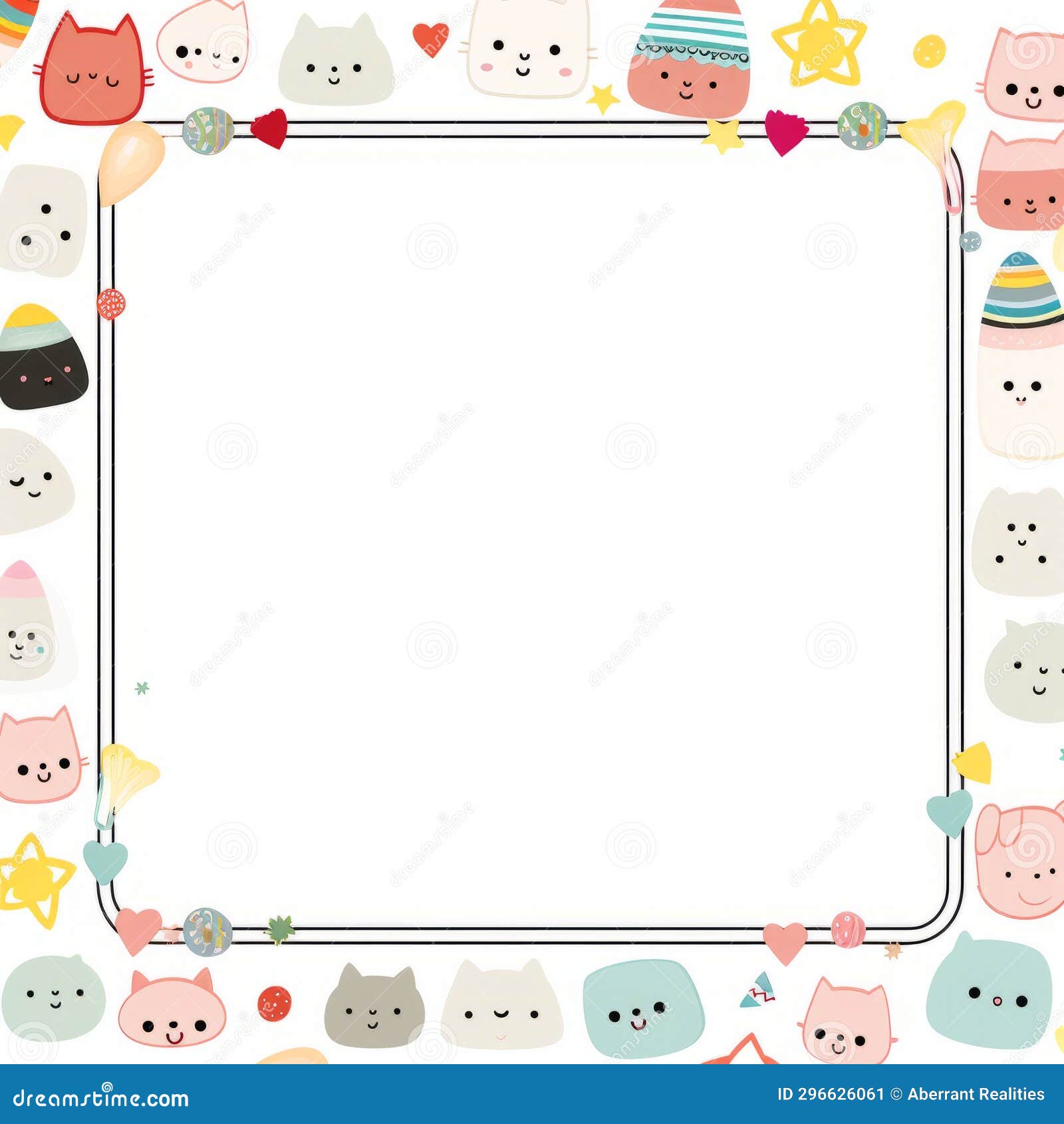 A Square Frame with a Bunch of Cute Cats on it Stock Illustration ...