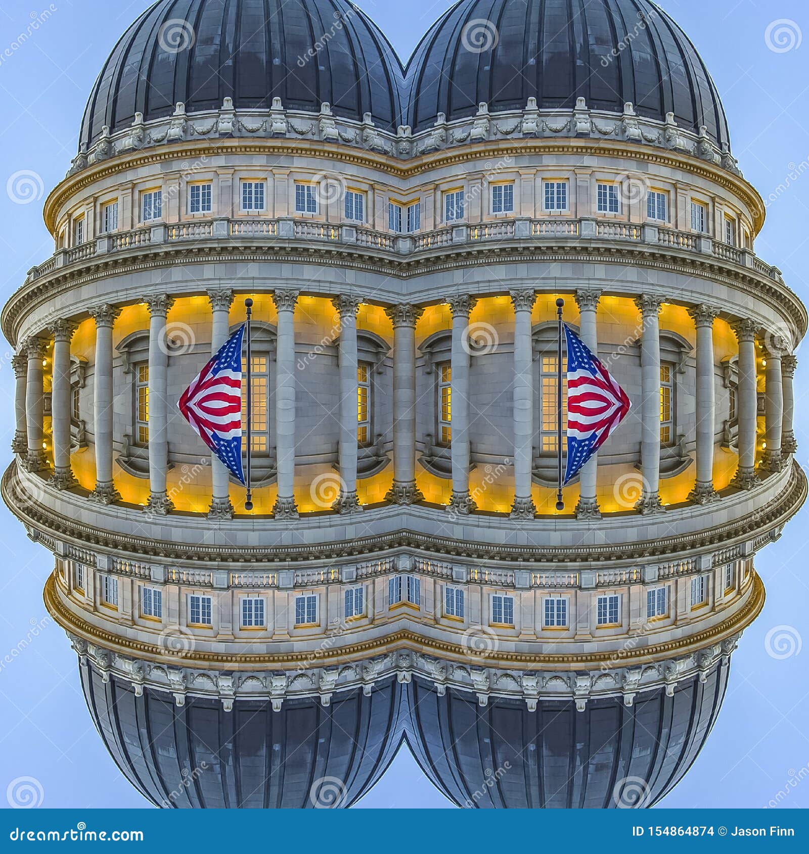 Square Frame Capital Building Dome with Colums and Flags Stock Photo ...