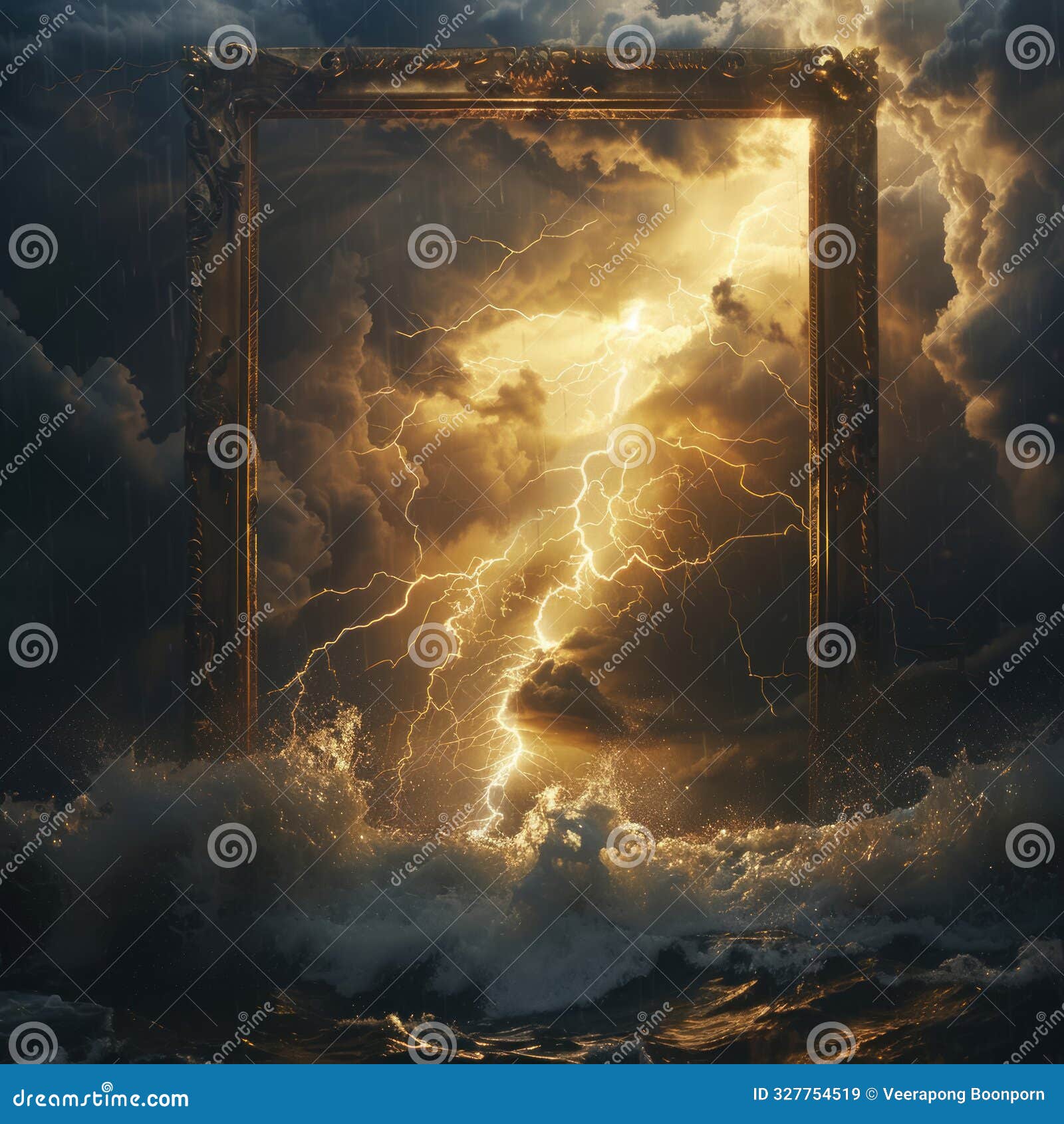 Square Frame Capturing The Moment A Thunder Strike Breaks The Darkness ...