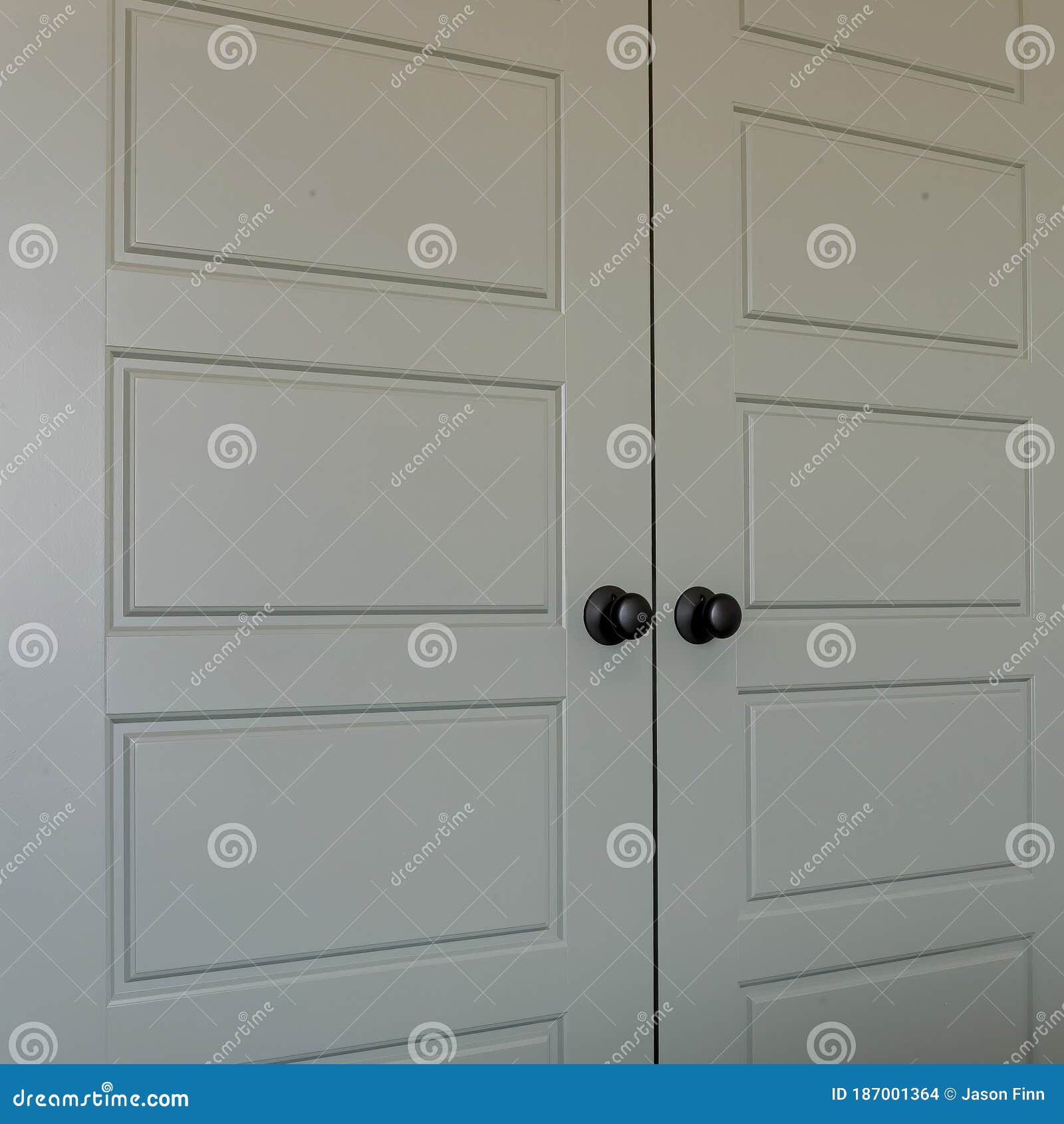 Square Frame Close Up of Double Doors with Panels and Matte Black Door ...