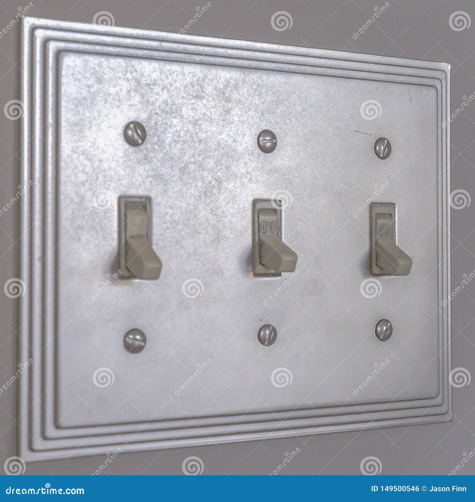 Square Frame Close Up of the Wall Mounted Electrical Light Switch ...