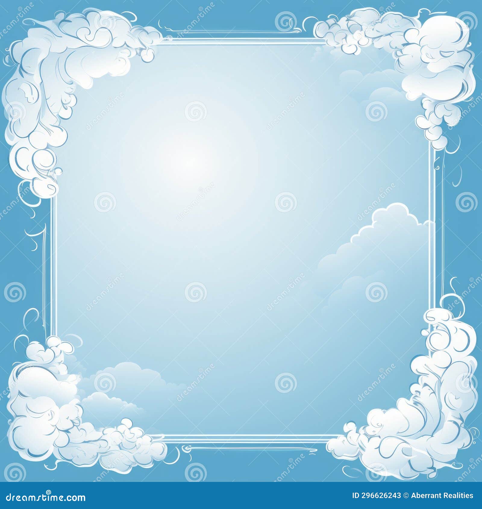 A Square Frame with Clouds on a Blue Background Stock Illustration ...