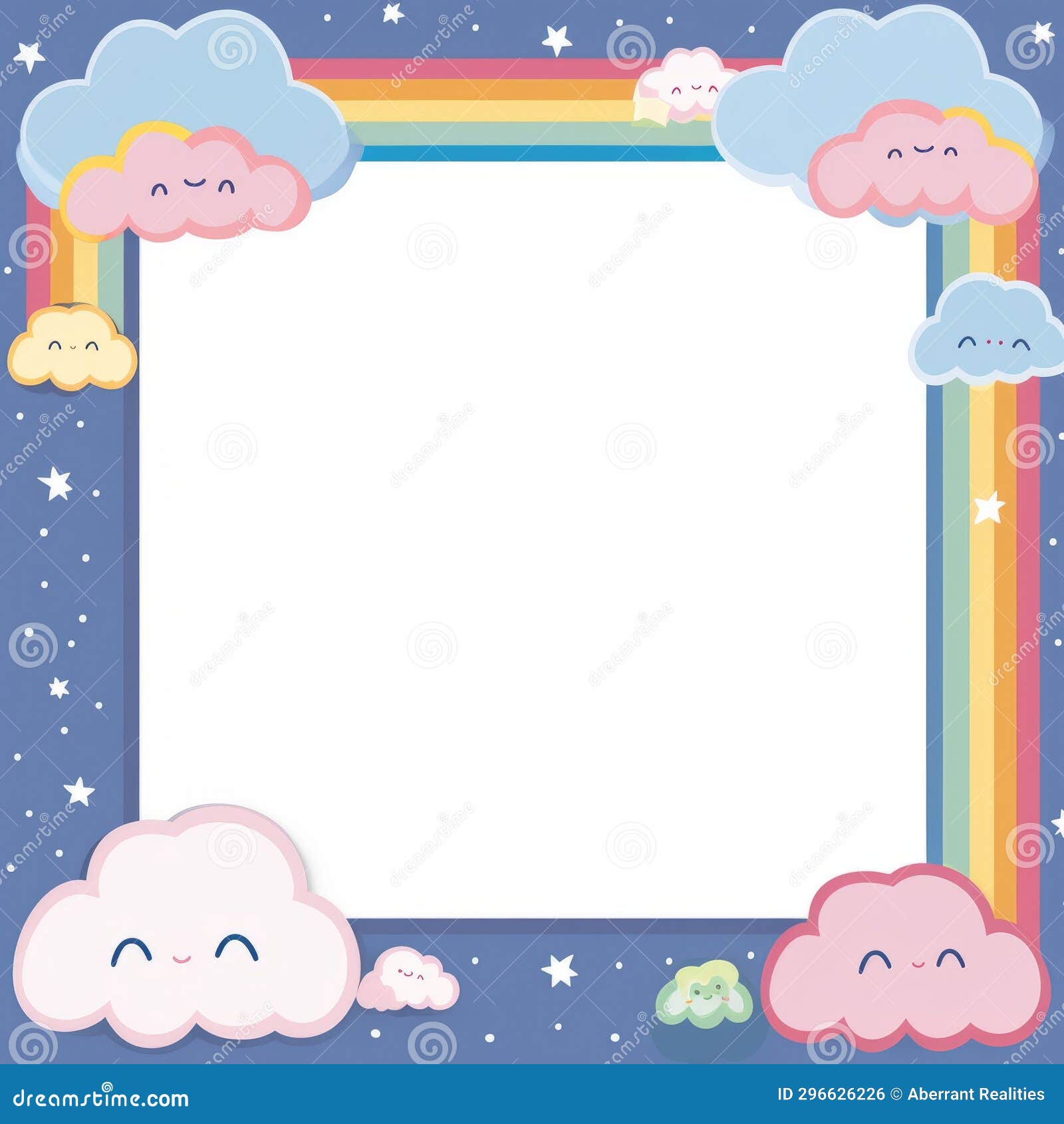 A Square Frame with Clouds and Rainbows on it Stock Illustration ...