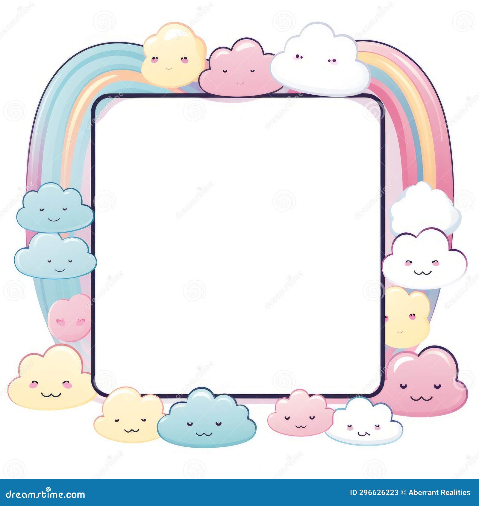 A Square Frame with Clouds and Rainbows Around it Stock Illustration ...