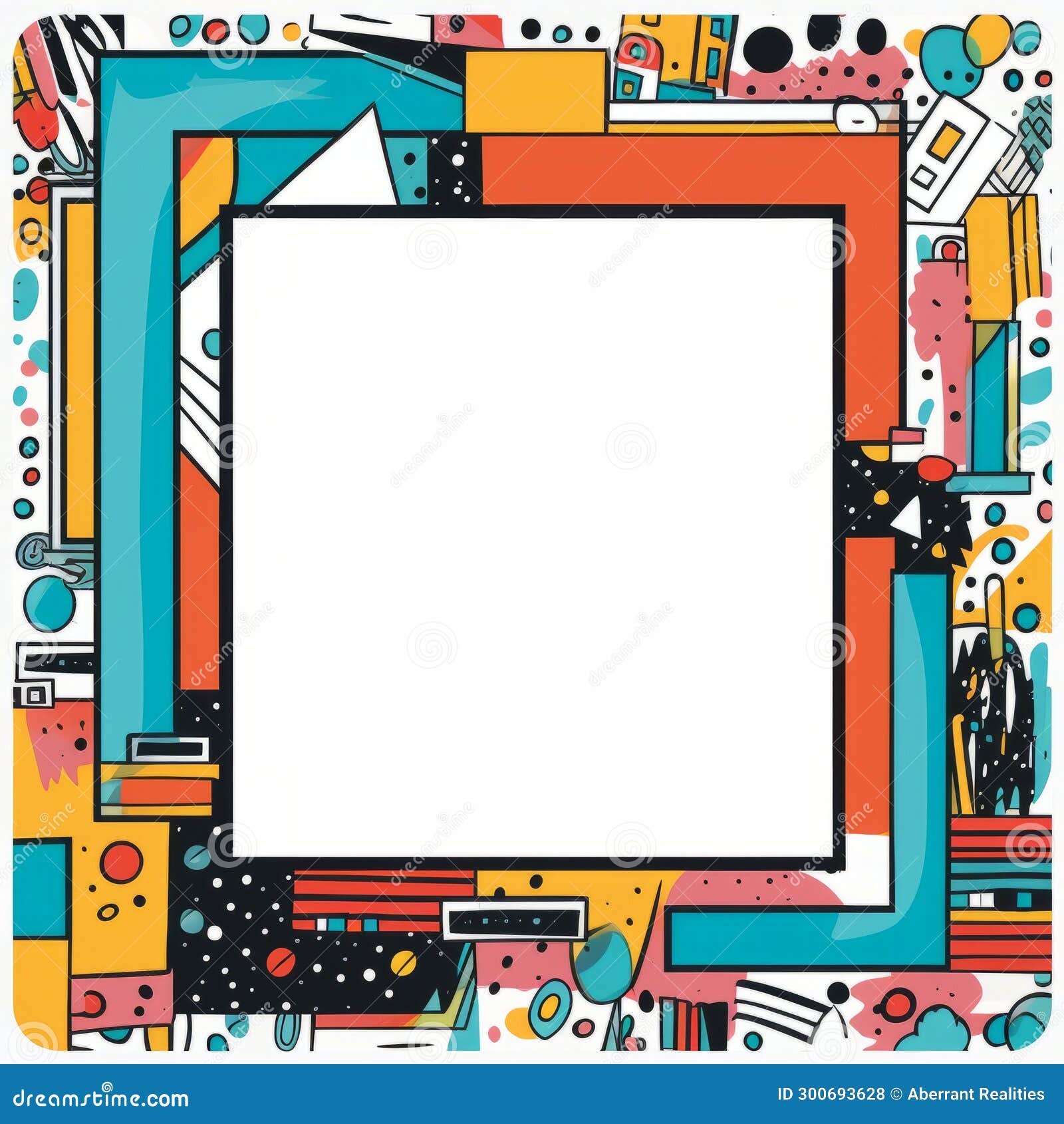 A Square Frame with a Colorful Design on it Stock Illustration ...