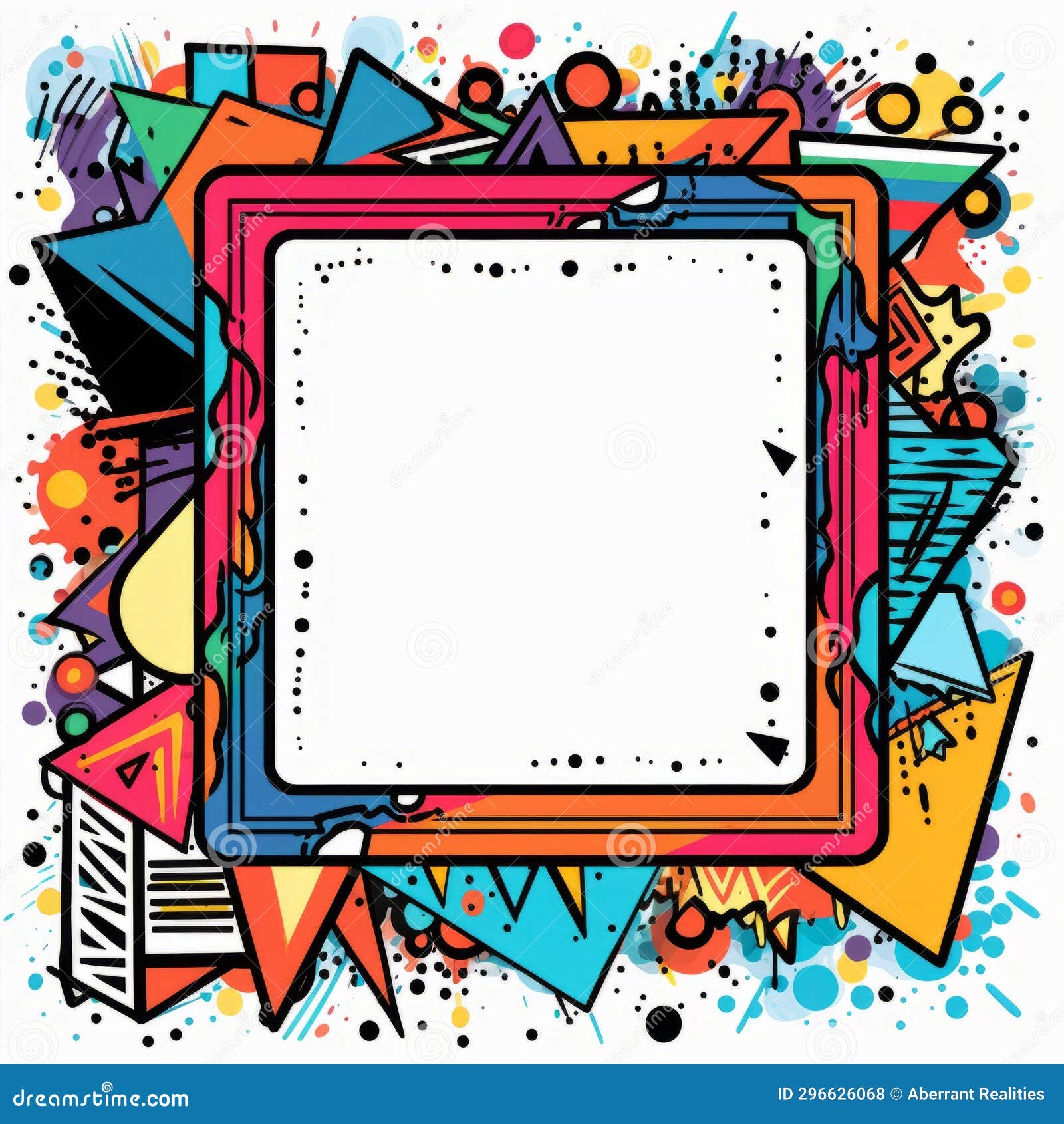 A Square Frame with a Colorful Design on it Stock Illustration ...