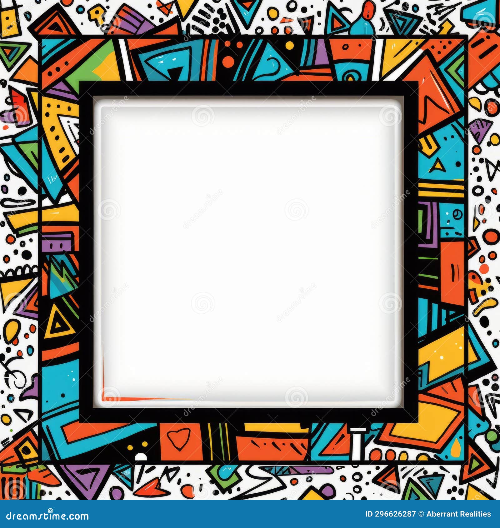 A Square Frame with Colorful Doodles on it Stock Illustration ...