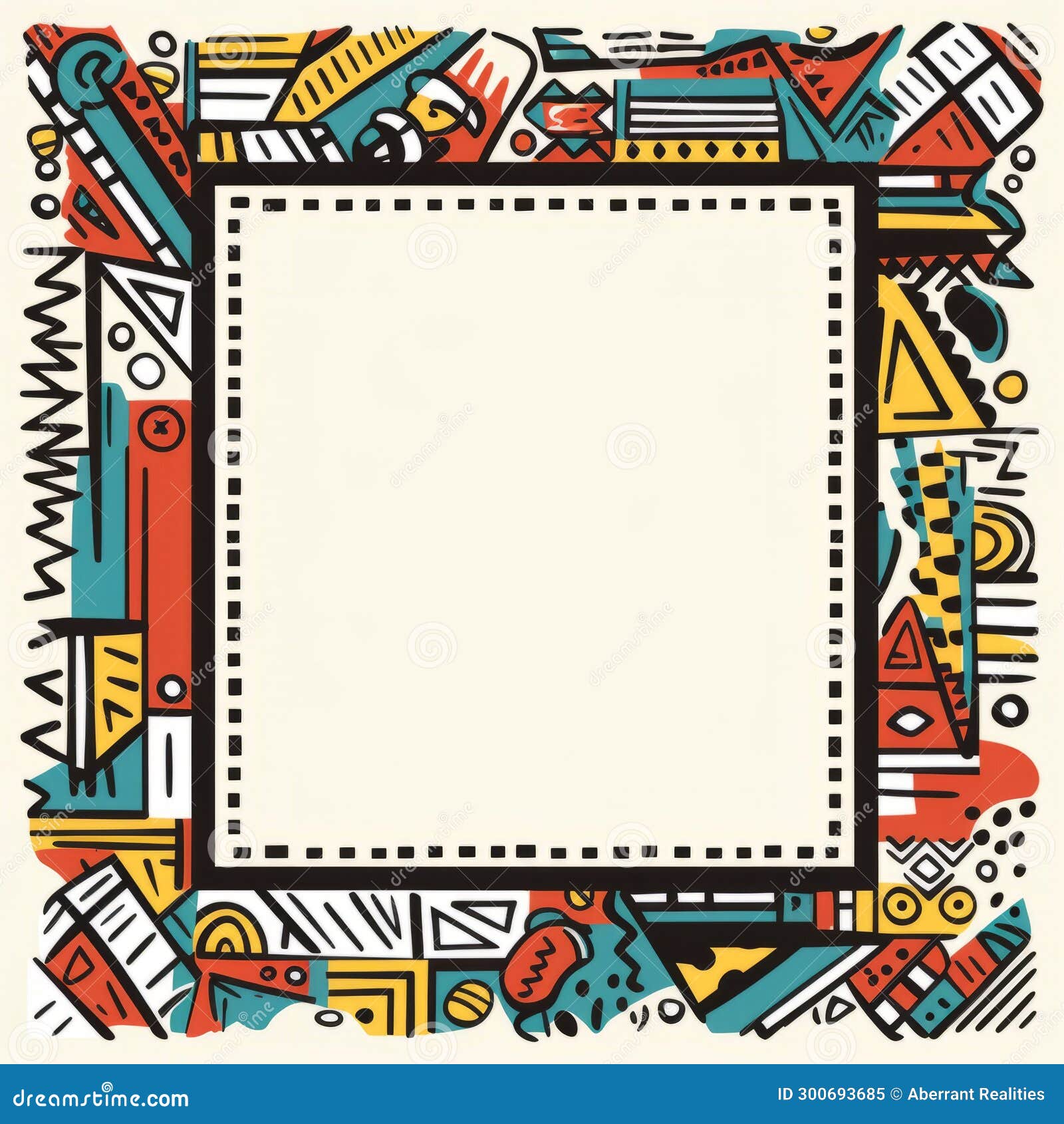 A Square Frame with Colorful Doodles on it Stock Illustration ...