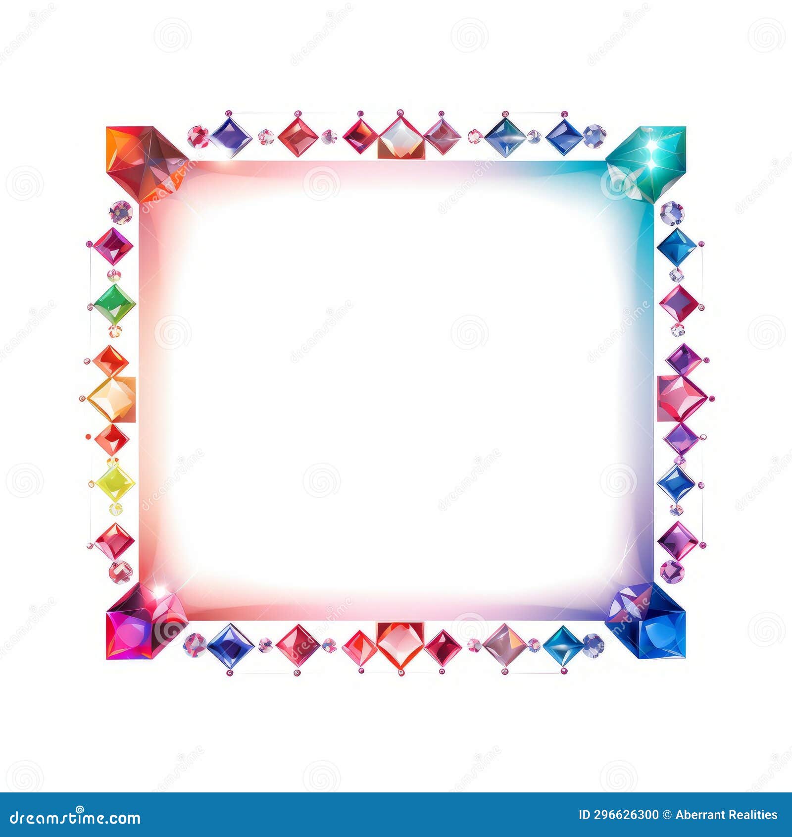 A Square Frame with Colorful Gems on a White Background Stock ...