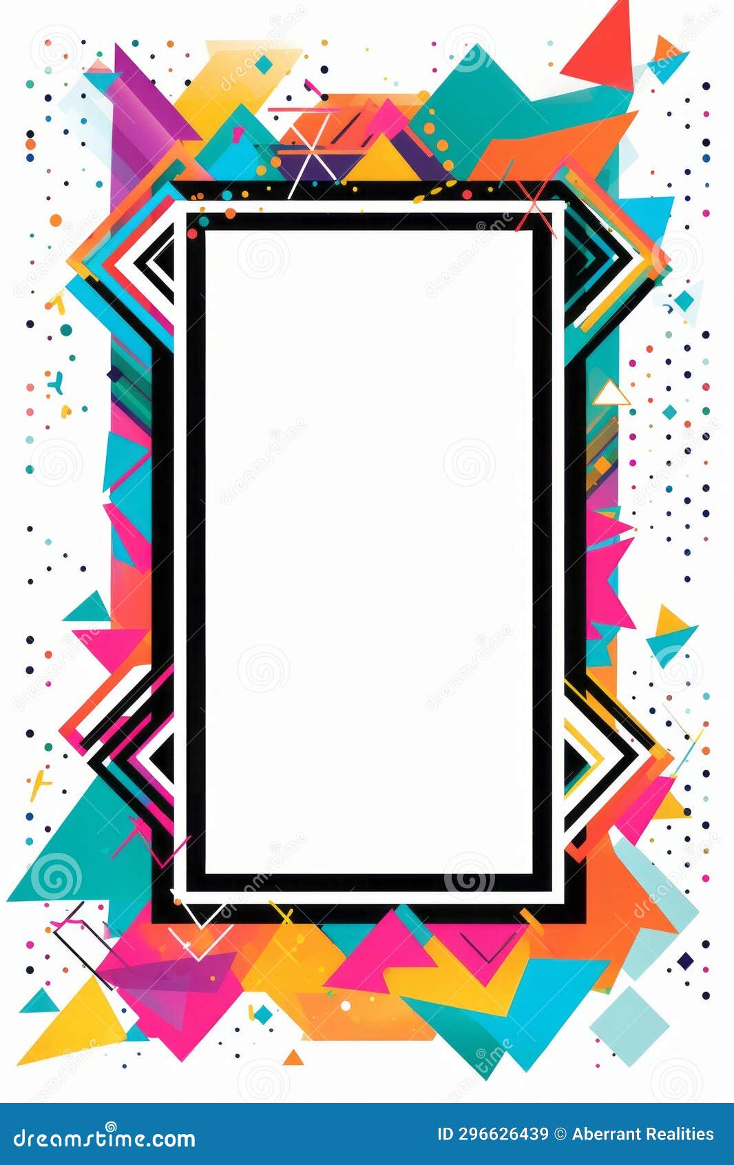 A Square Frame with Colorful Geometric Shapes on it Stock Illustration ...
