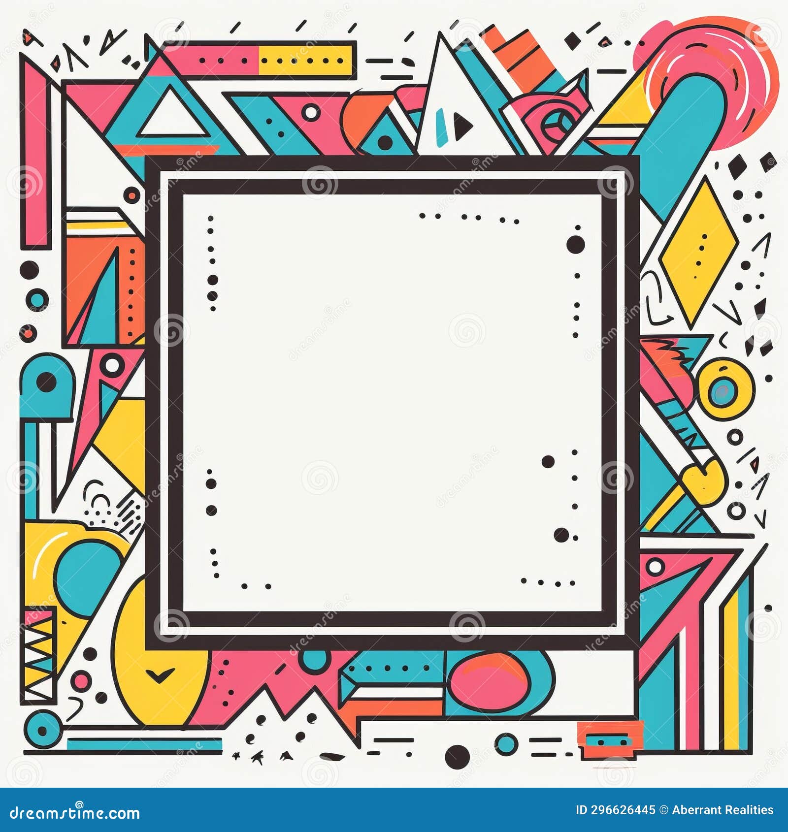 A Square Frame with Colorful Geometric Shapes on it Stock Illustration ...