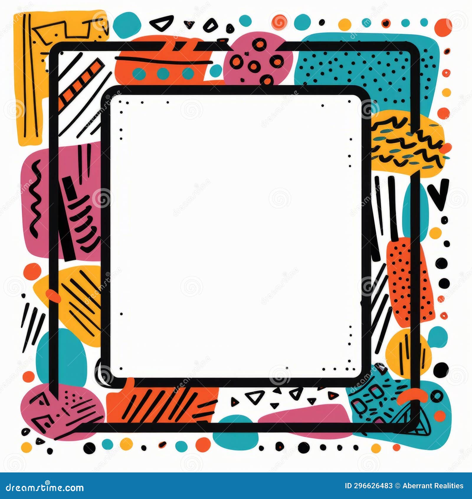 A Square Frame with Colorful Geometric Shapes on it Stock Illustration ...