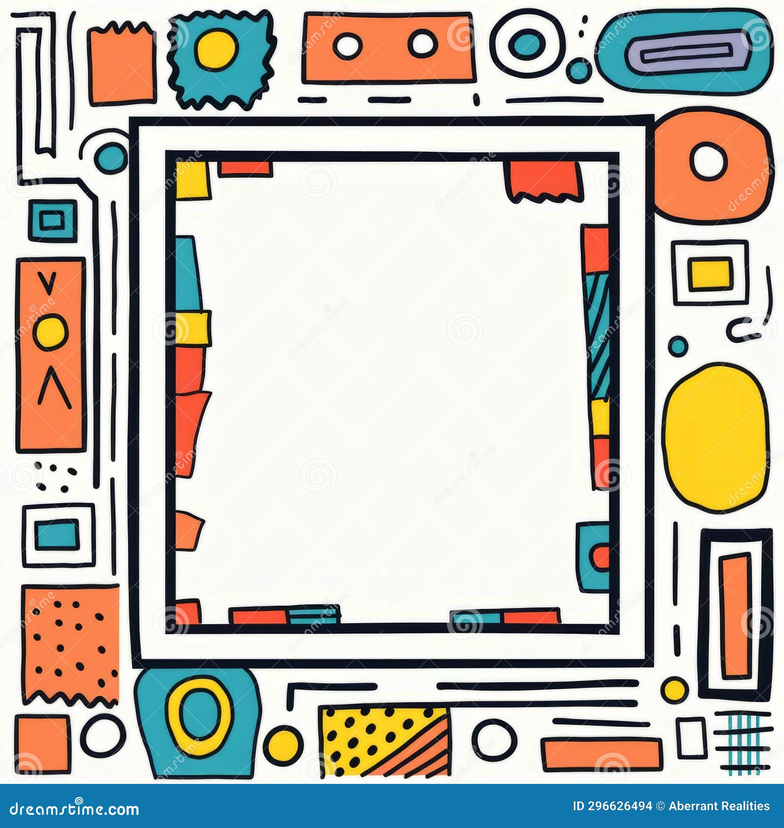 A Square Frame with Colorful Geometric Shapes on it Stock Illustration ...