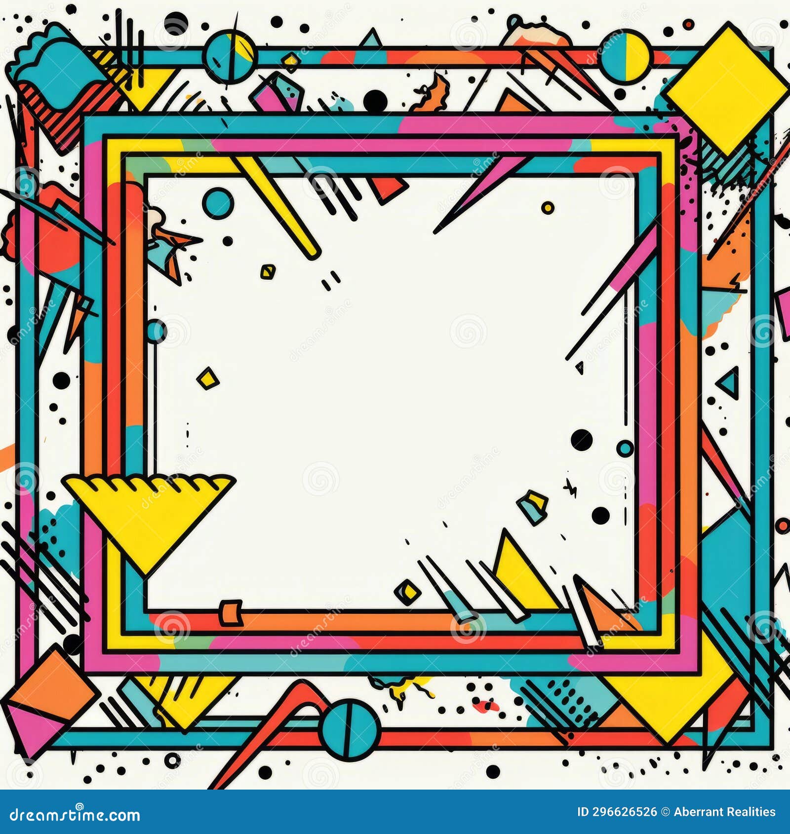 A Square Frame with Colorful Geometric Shapes on it Stock Illustration ...