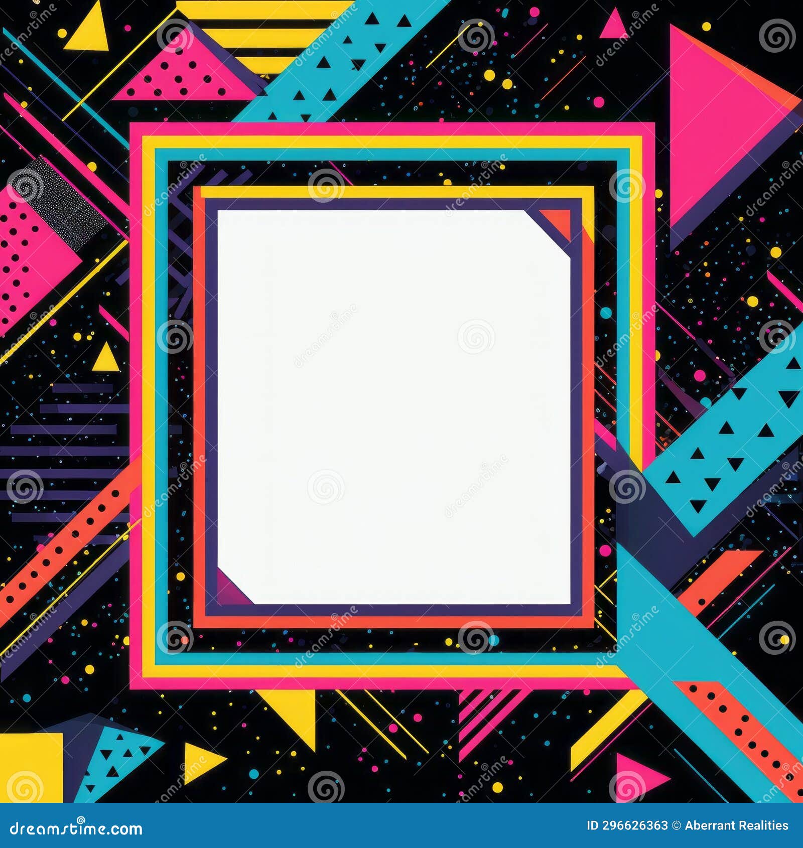 A Square Frame with Colorful Geometric Shapes on a Black Background ...