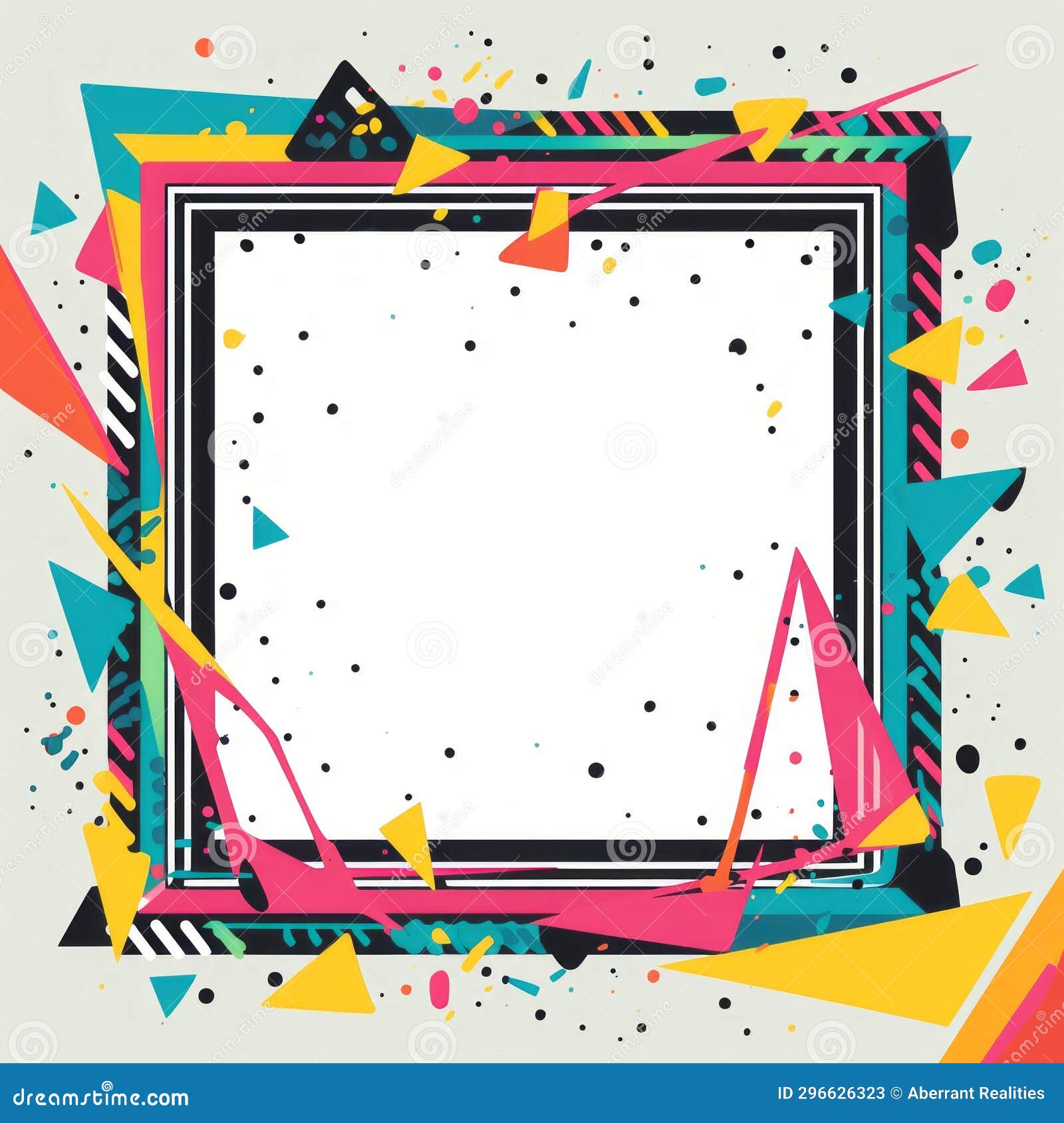 A Square Frame with Colorful Geometric Shapes and Triangles Stock ...