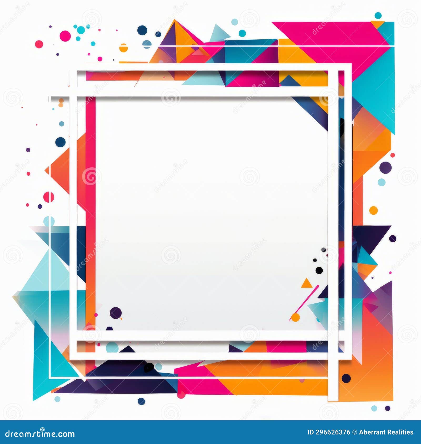 A Square Frame with Colorful Geometric Shapes on a White Background ...