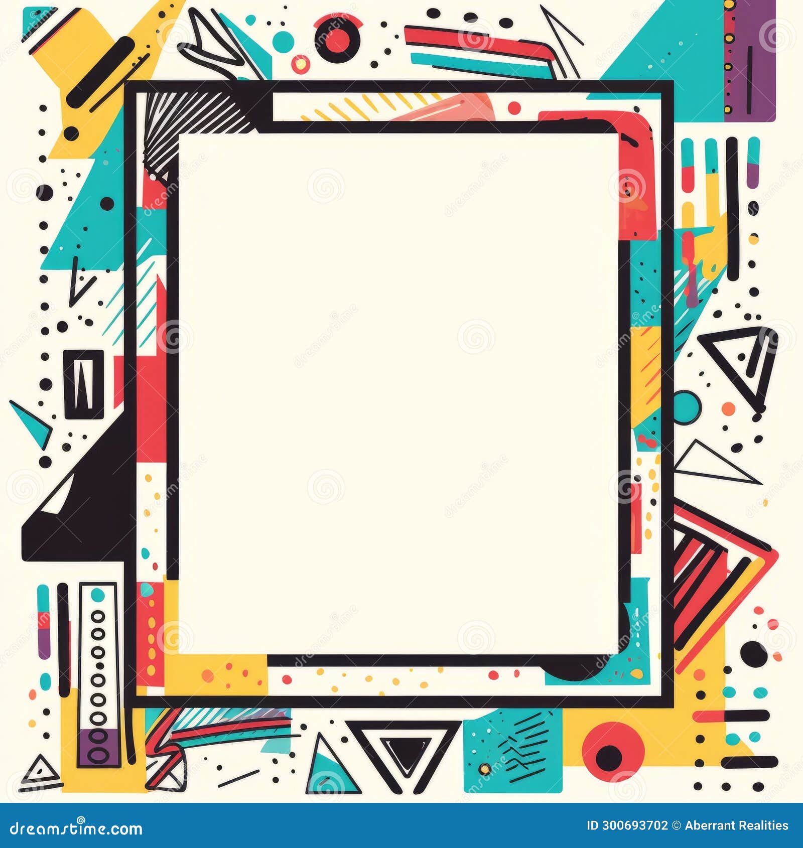 A Square Frame with Colorful Geometric Shapes on a White Background ...