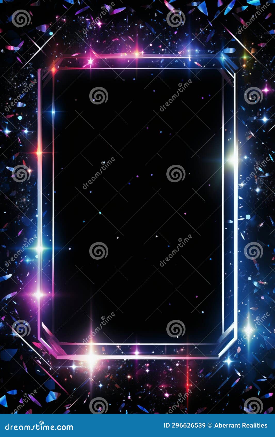 A Square Frame with Colorful Lights and Stars on it Stock Illustration ...