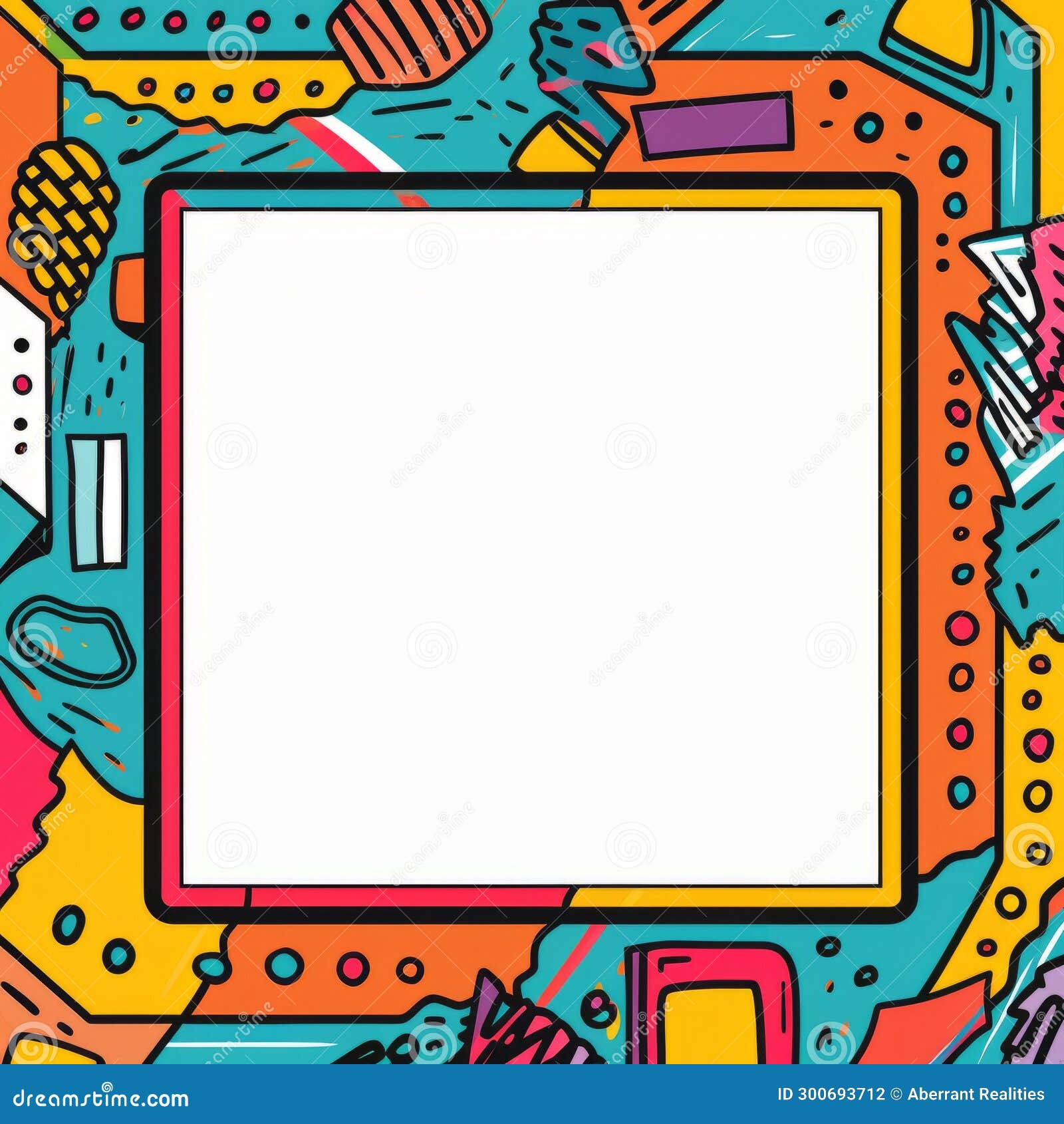 A Square Frame with Colorful Objects on it Stock Illustration ...