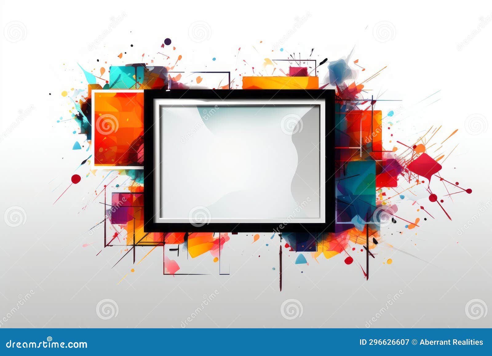 A Square Frame with Colorful Paint Splatters on it Stock Illustration ...