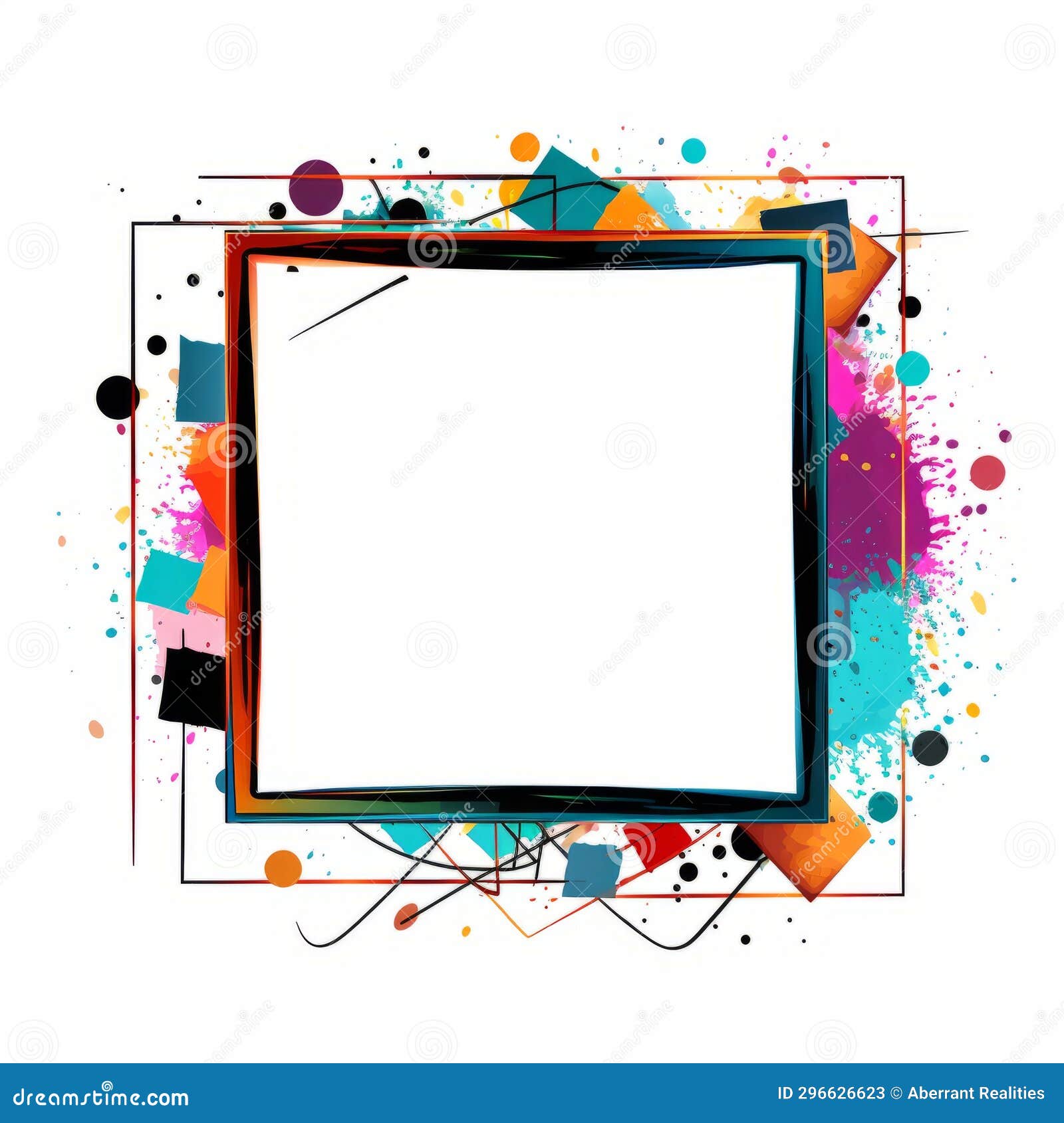A Square Frame with Colorful Paint Splatters on it Stock Illustration ...