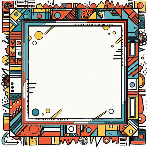 A Square Frame with a Colorful Pattern on it Stock Illustration ...