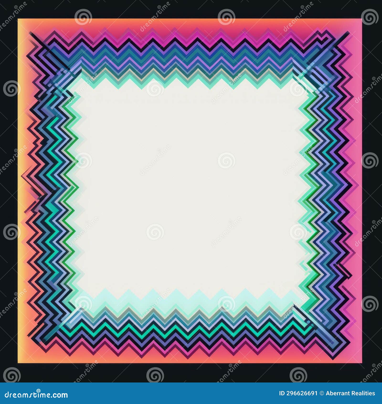 A Square Frame with Colorful Zigzag Lines on it Stock Illustration ...