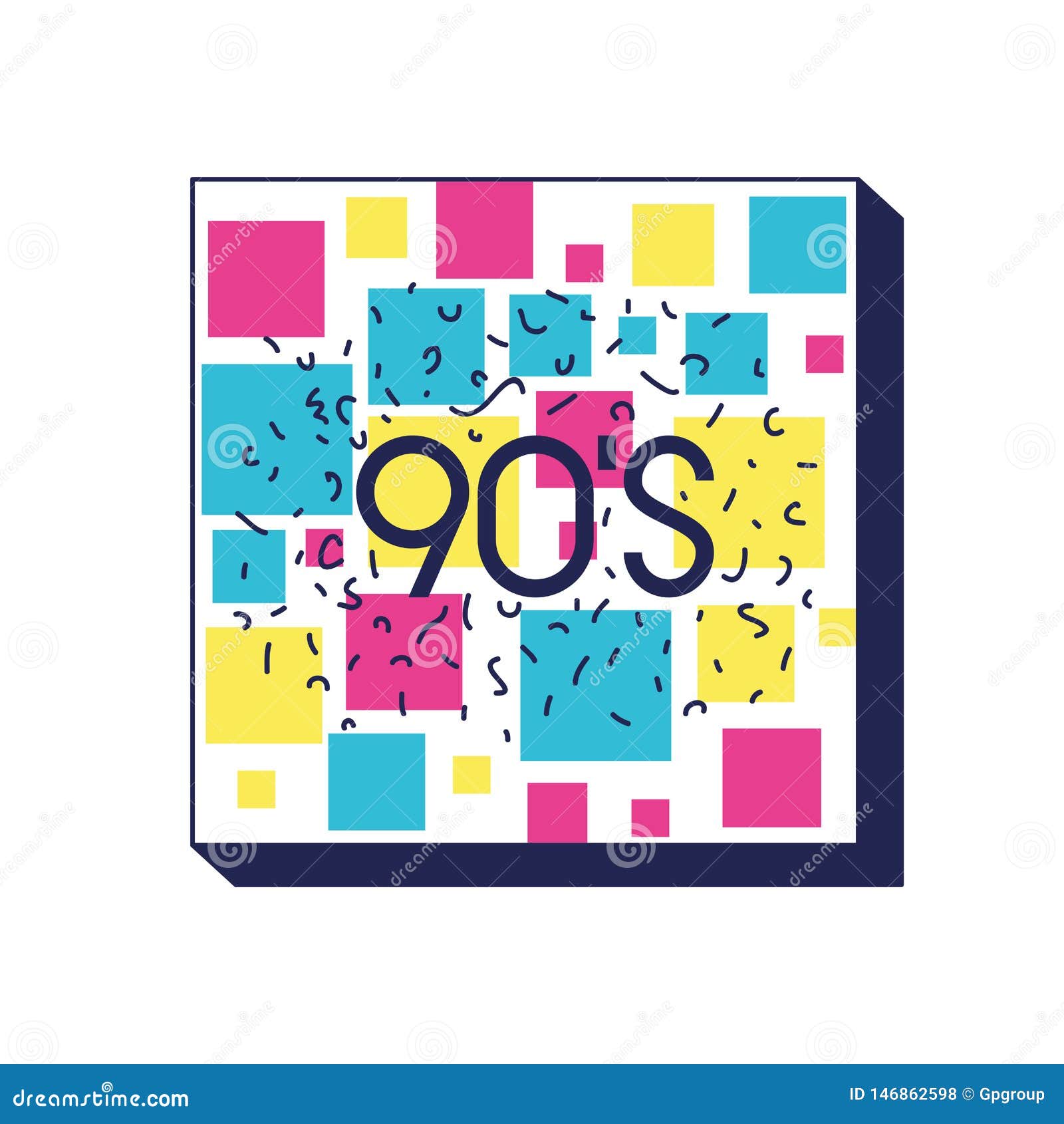 Square Frame Colorfull Figures and 90 Number Ninetys Pattern Stock ...