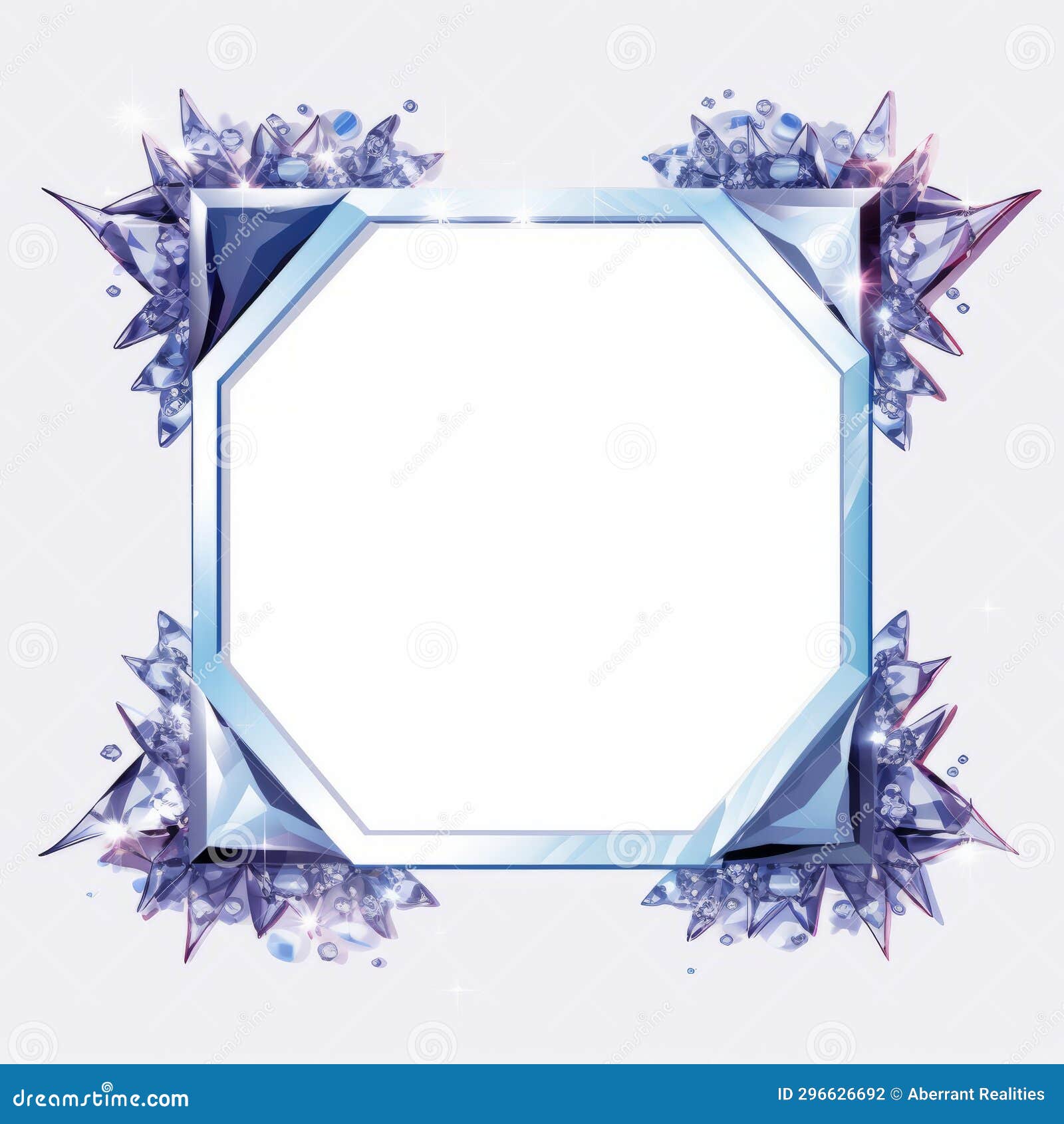 A Square Frame with Crystals on a White Background Stock Illustration - Illustration of glitter ...