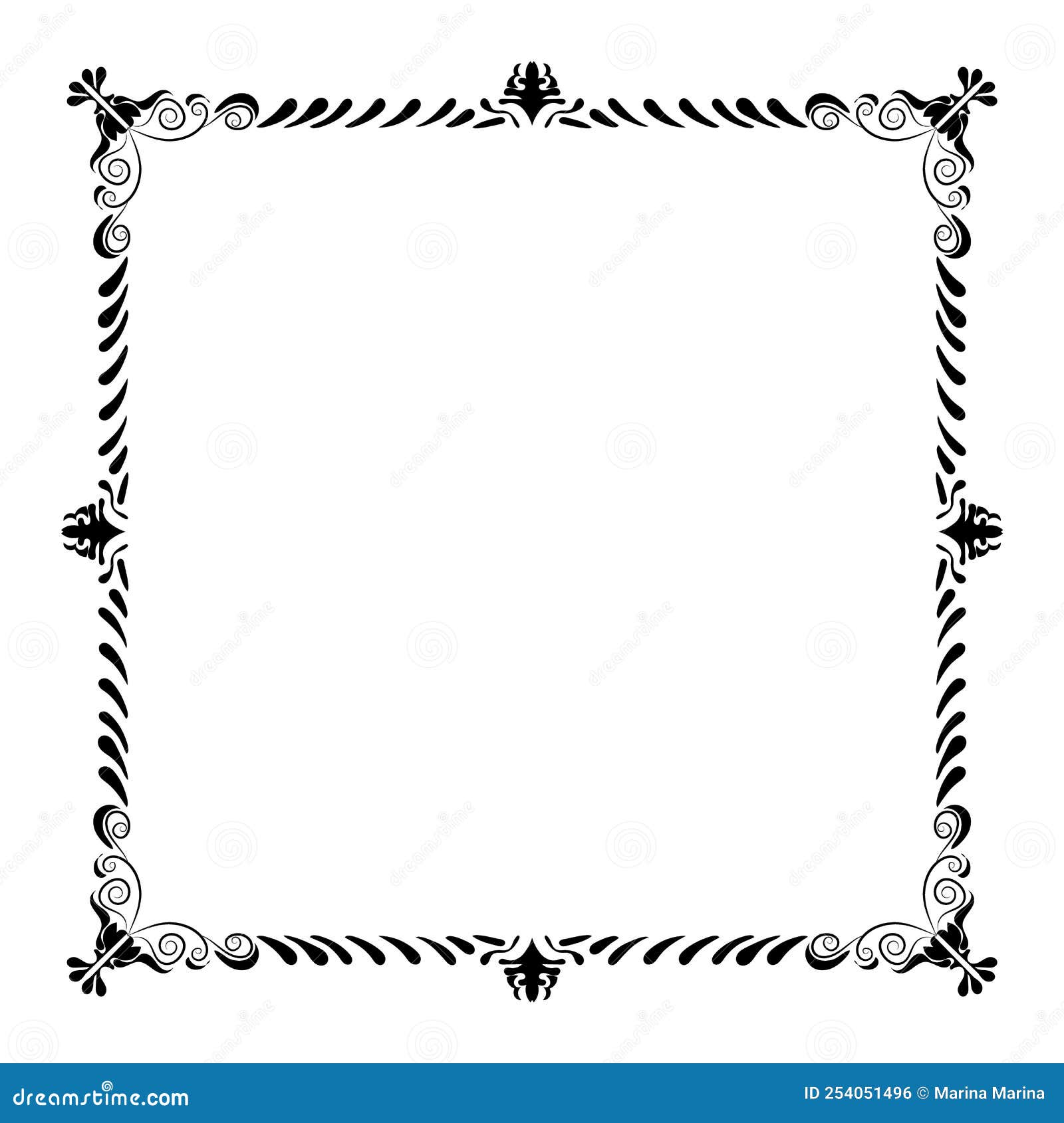 Square Frame. Curls at the Edges. Great Design for Any Purpose. White ...