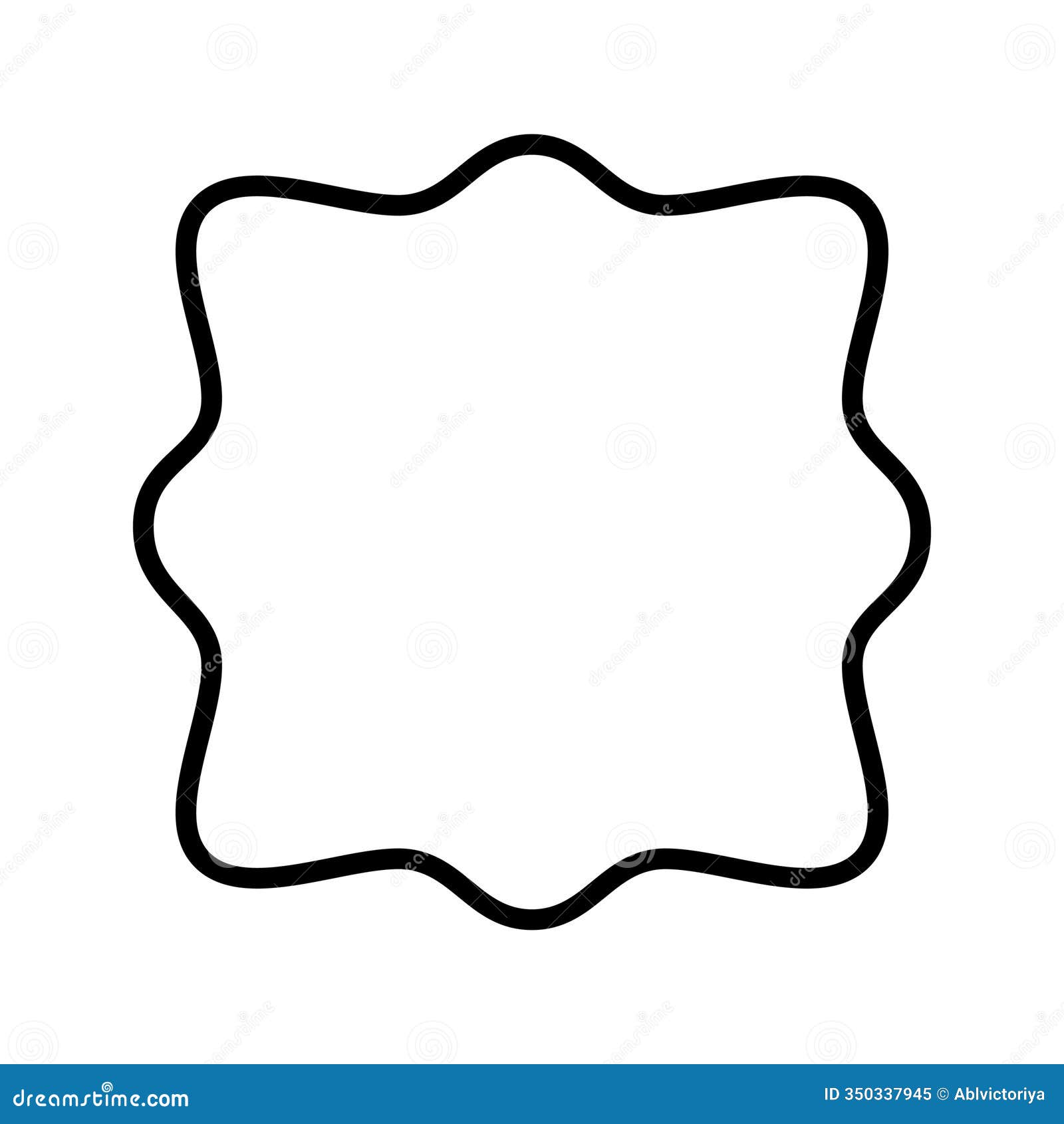 Square Frame with Curvy Edges. Geometric Shape with Scallop Borders ...