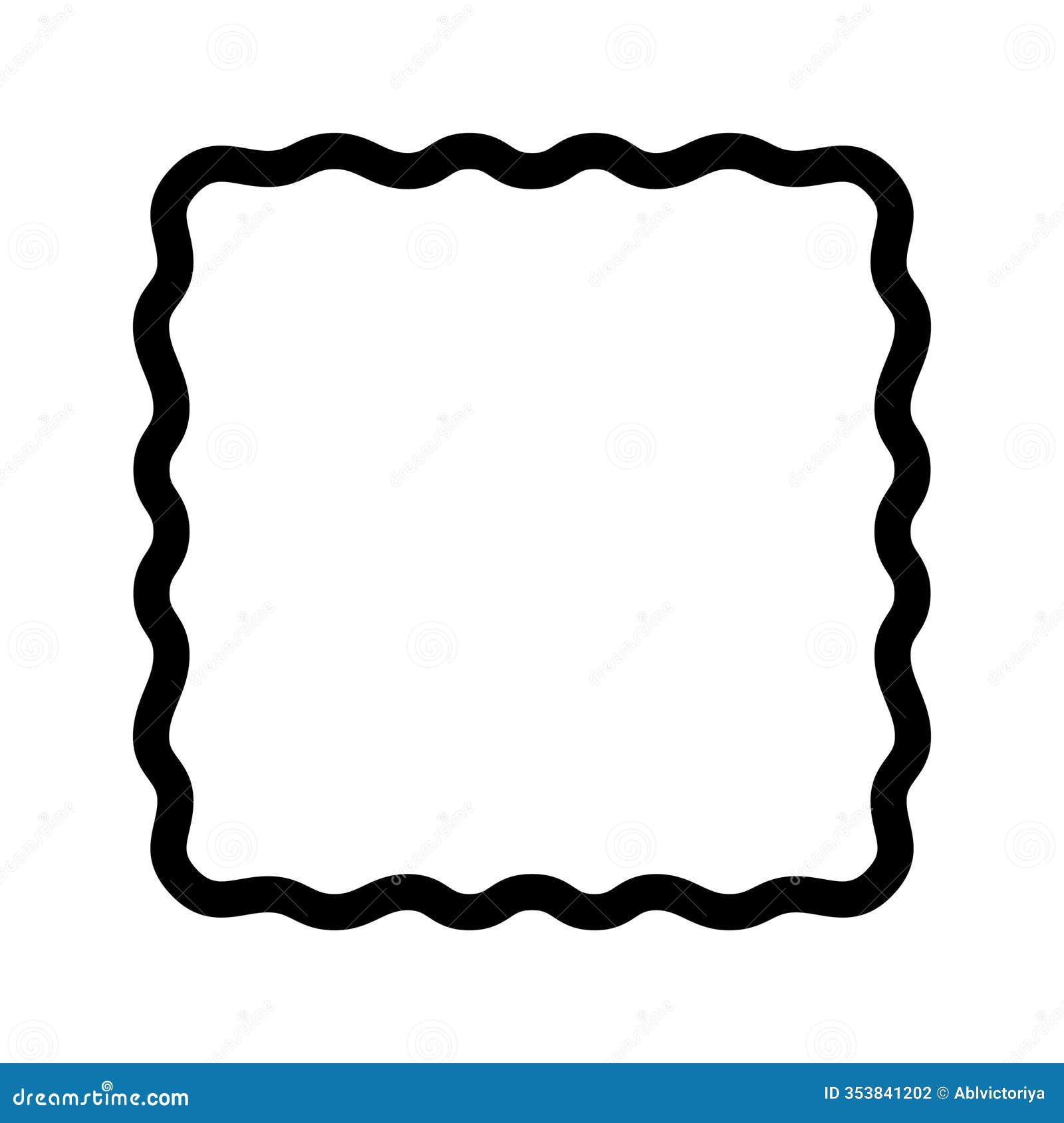 Square Frame with Curvy Edges. Rectangular Shape with Wiggly Borders ...