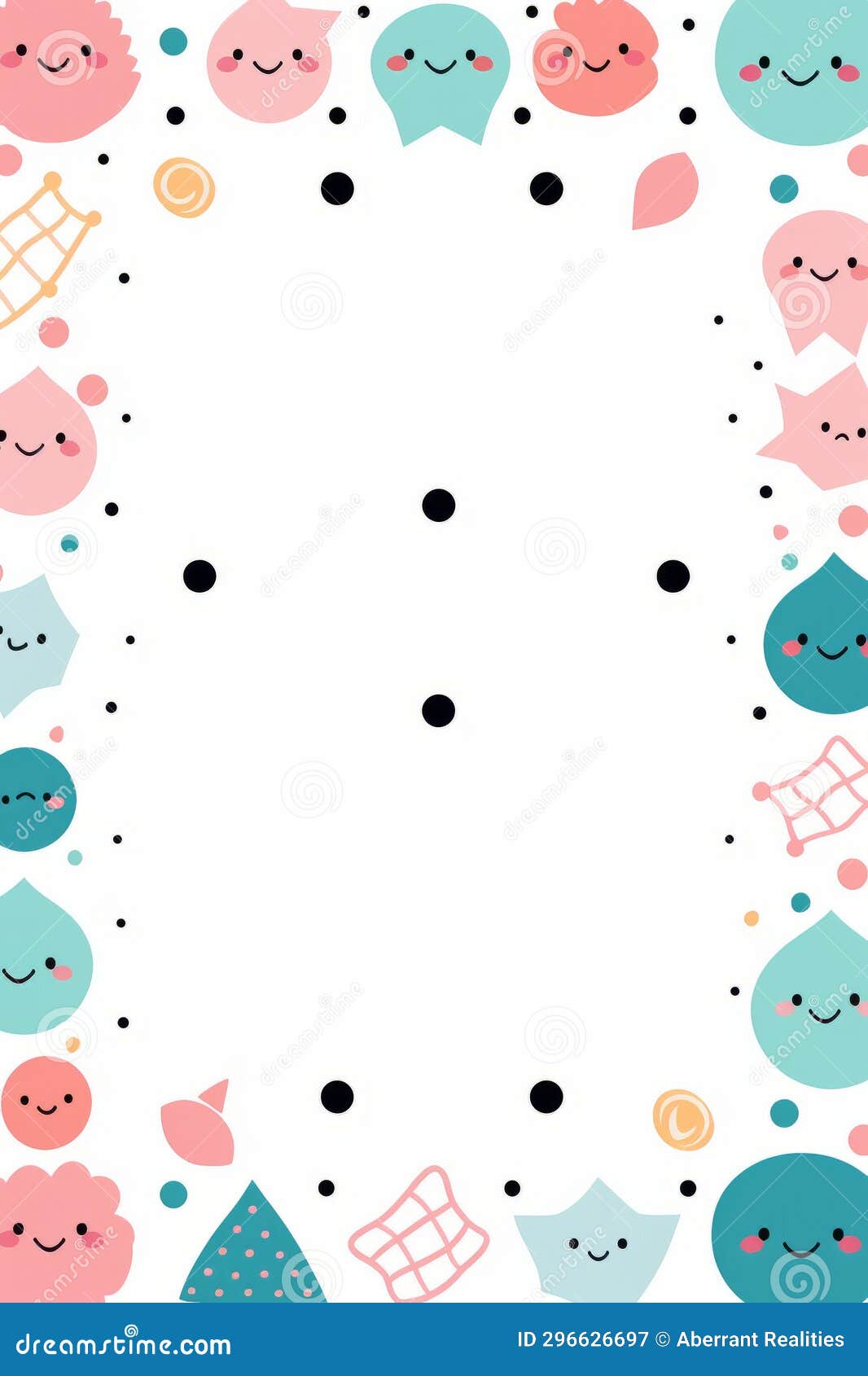 A Square Frame with Cute Cartoon Characters on it Stock Illustration ...