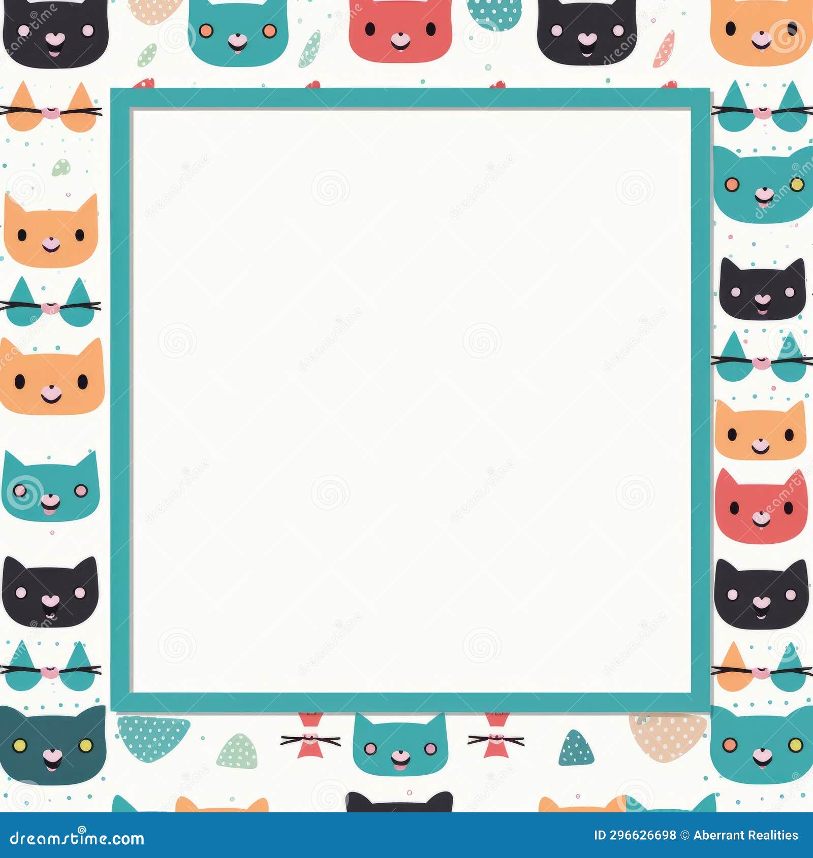A Square Frame with Cute Cats on it Stock Illustration - Illustration ...