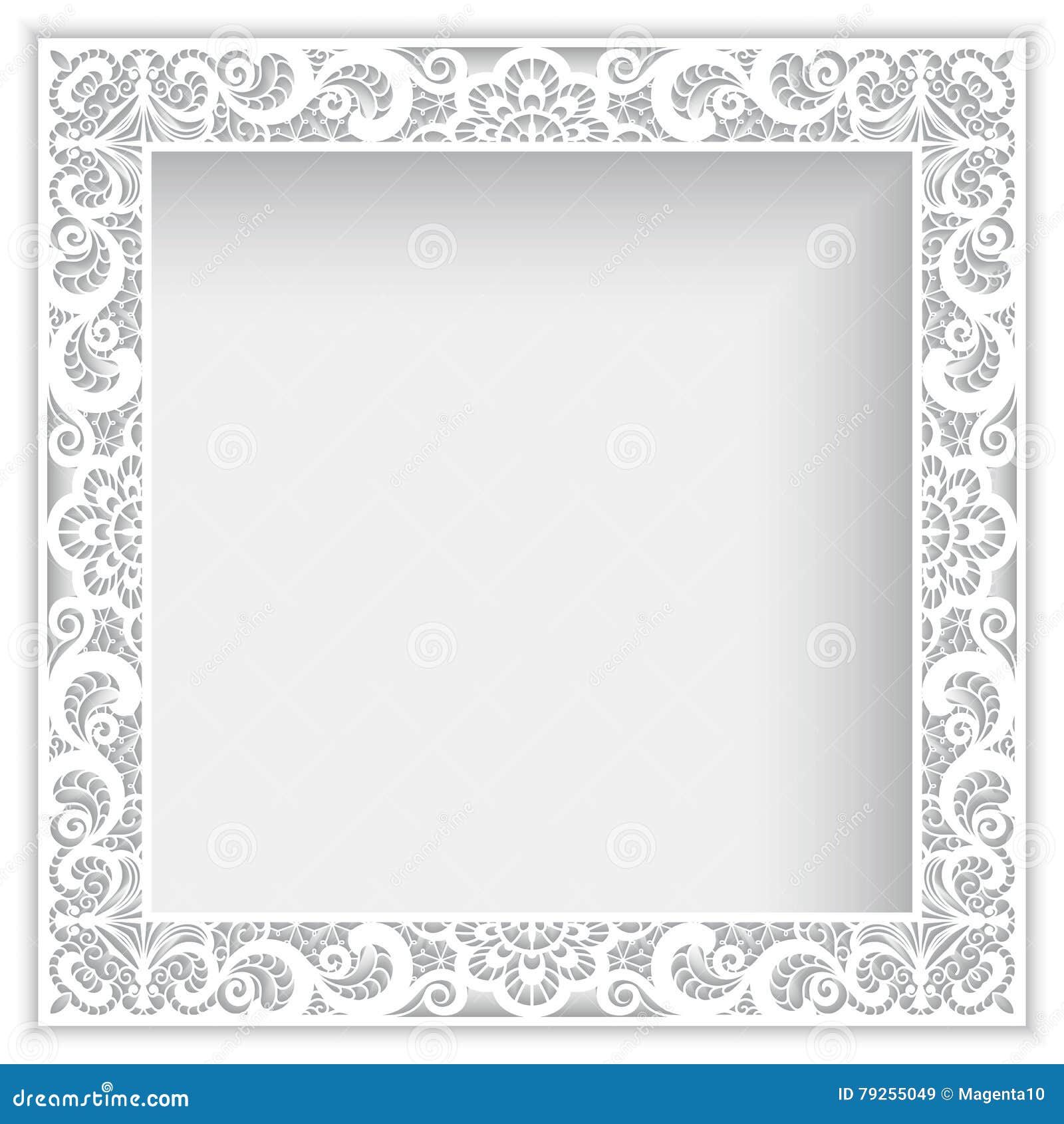 Square Frame with Cutout Paper Lace Border Stock Vector - Illustration ...