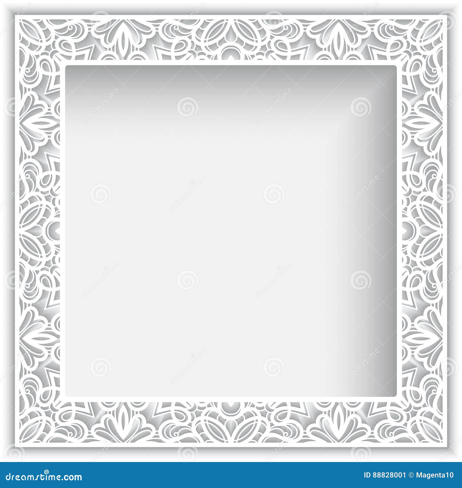 Square Frame With Cutout Paper Lace Border Cartoon Vector ...