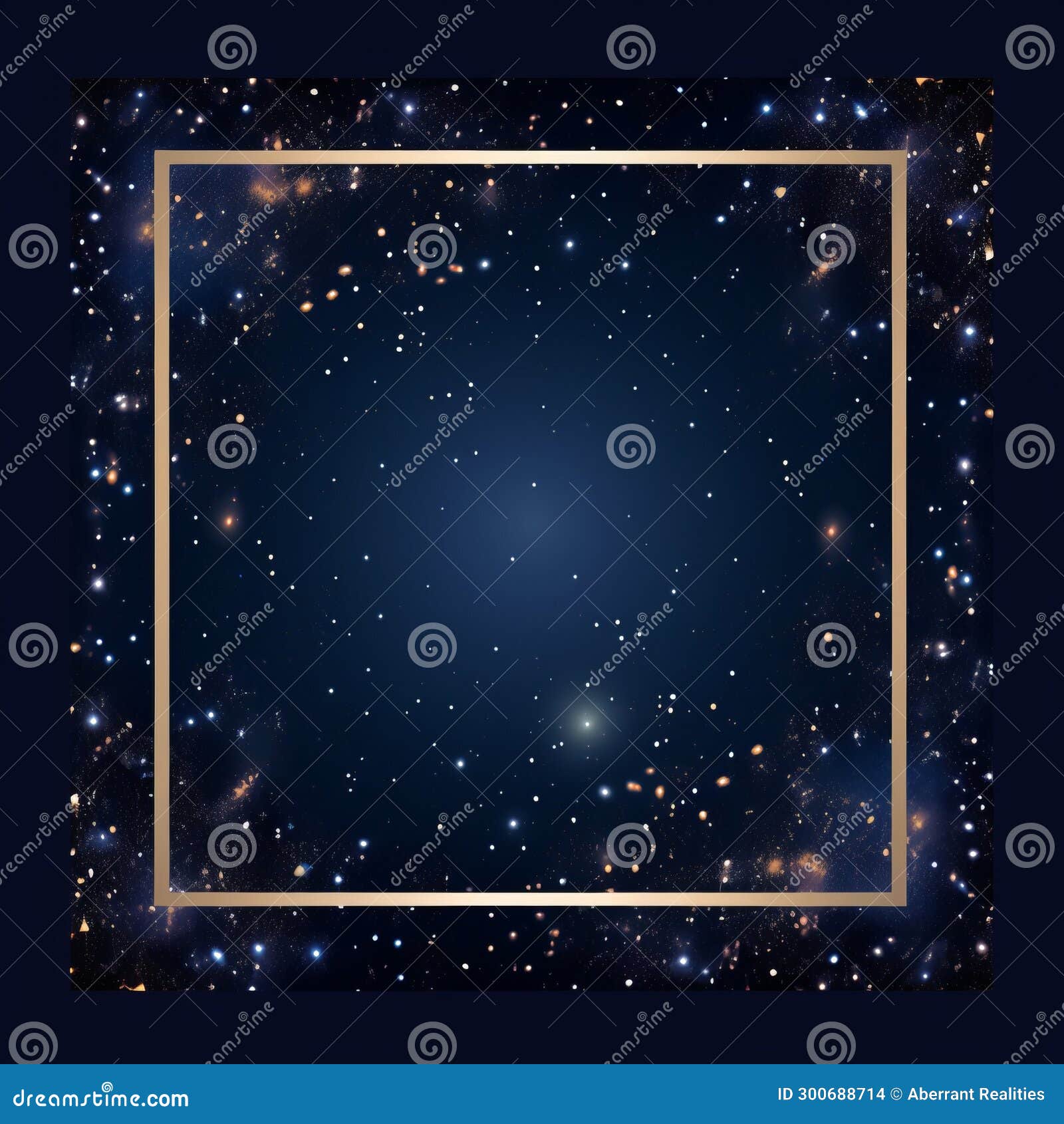A Square Frame on a Dark Blue Background with Stars Stock Illustration ...