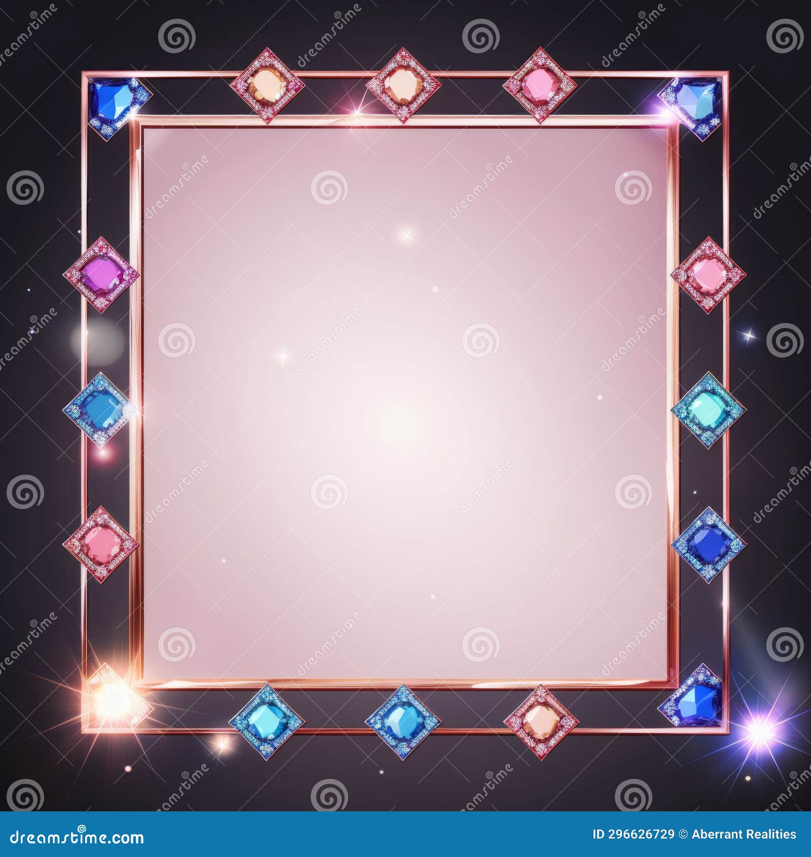 A Square Frame with Diamonds on a Black Background Stock Illustration ...