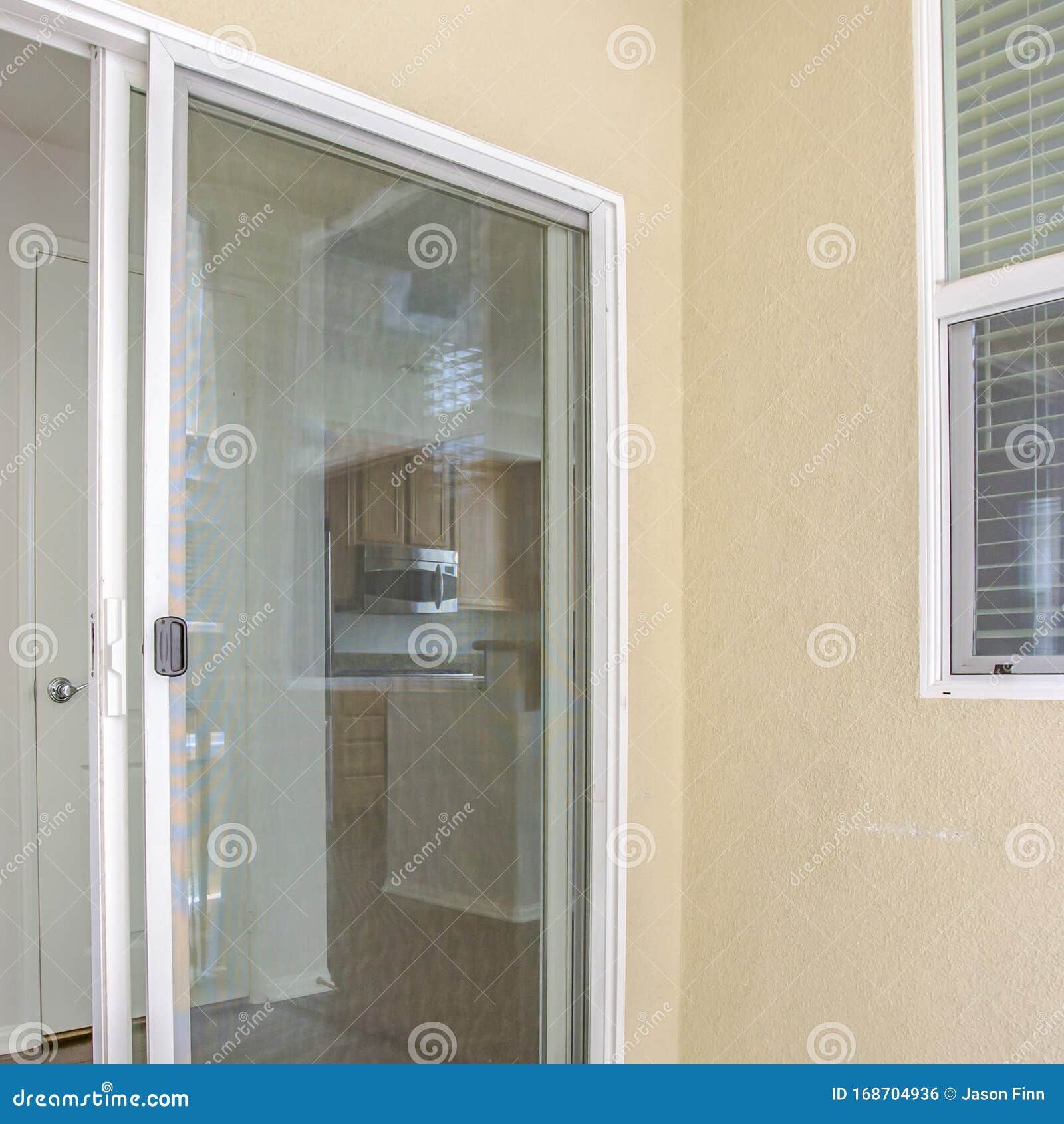 Square Frame Sliding Glass Doors from the Patio Stock Photo - Image of ...