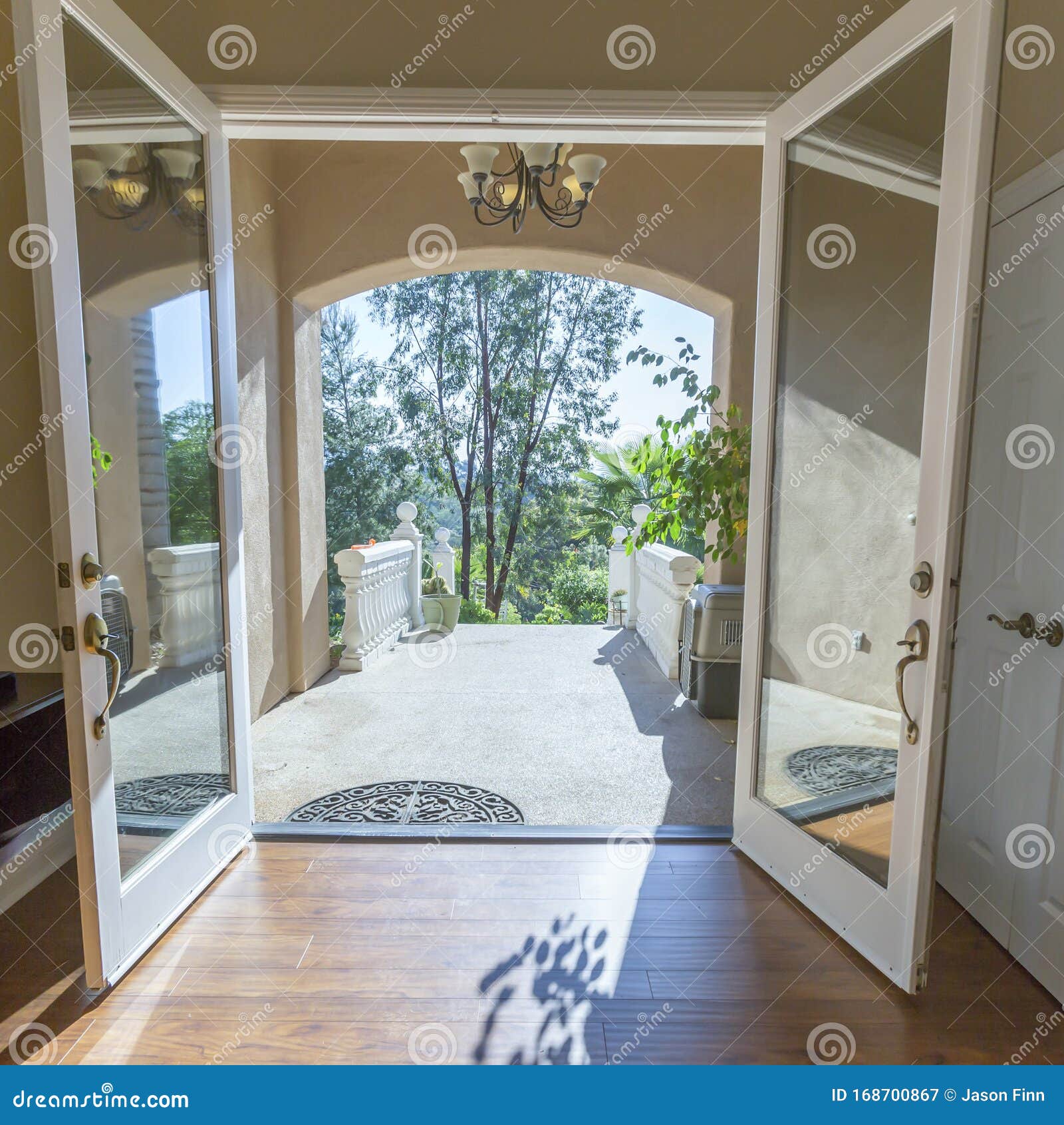 Square Frame Wide Open Front Door in Fallbrook Stock Image - Image of ...