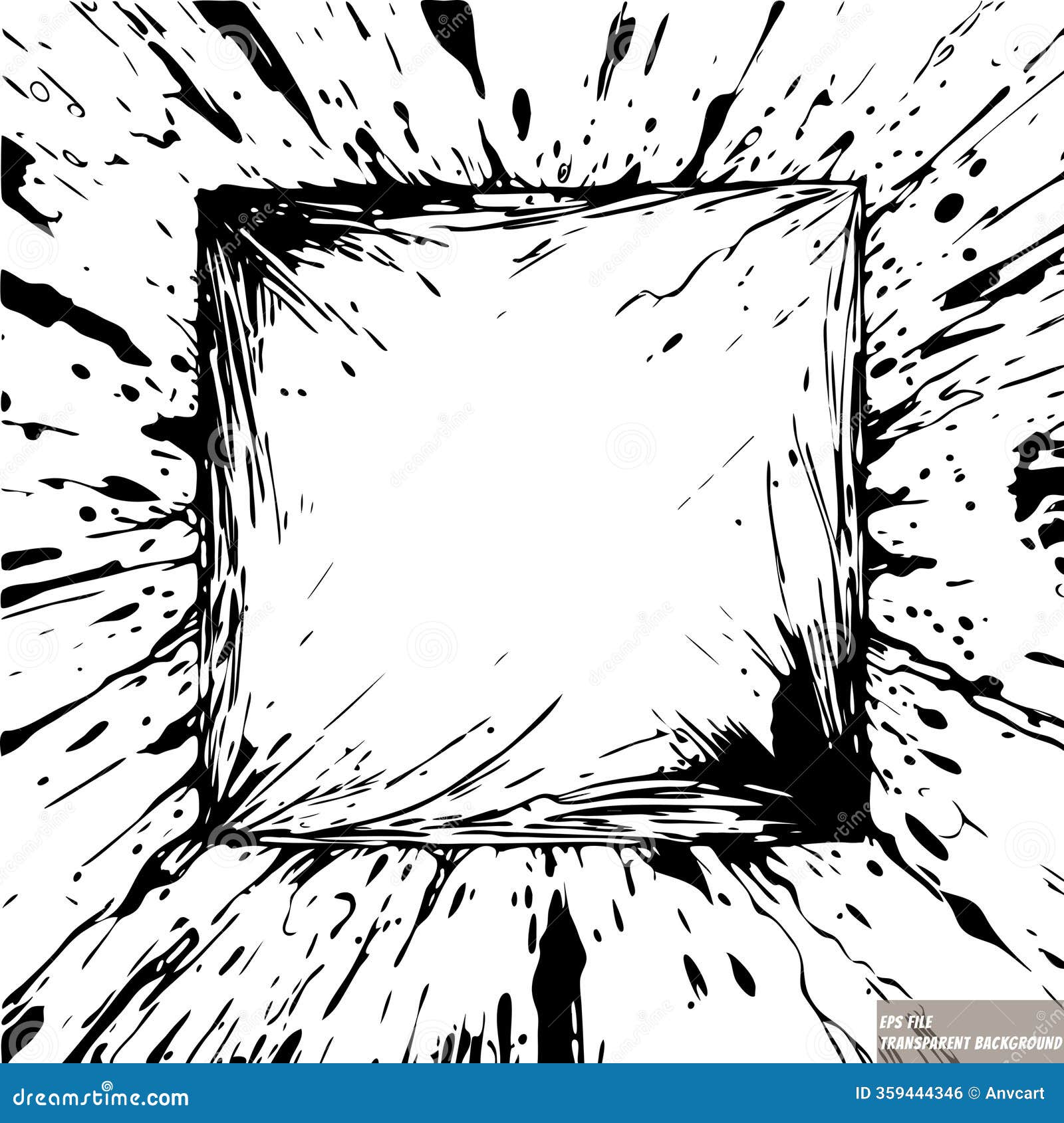 Square Frame with Explosive Lines and Splatters Stock Vector ...