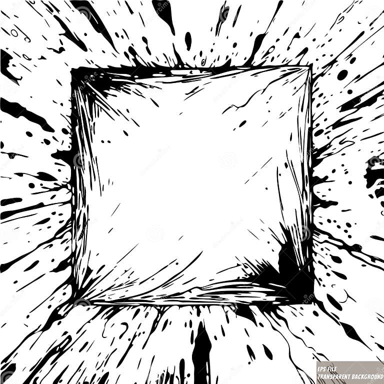 Square Frame with Explosive Lines and Splatters Stock Vector ...