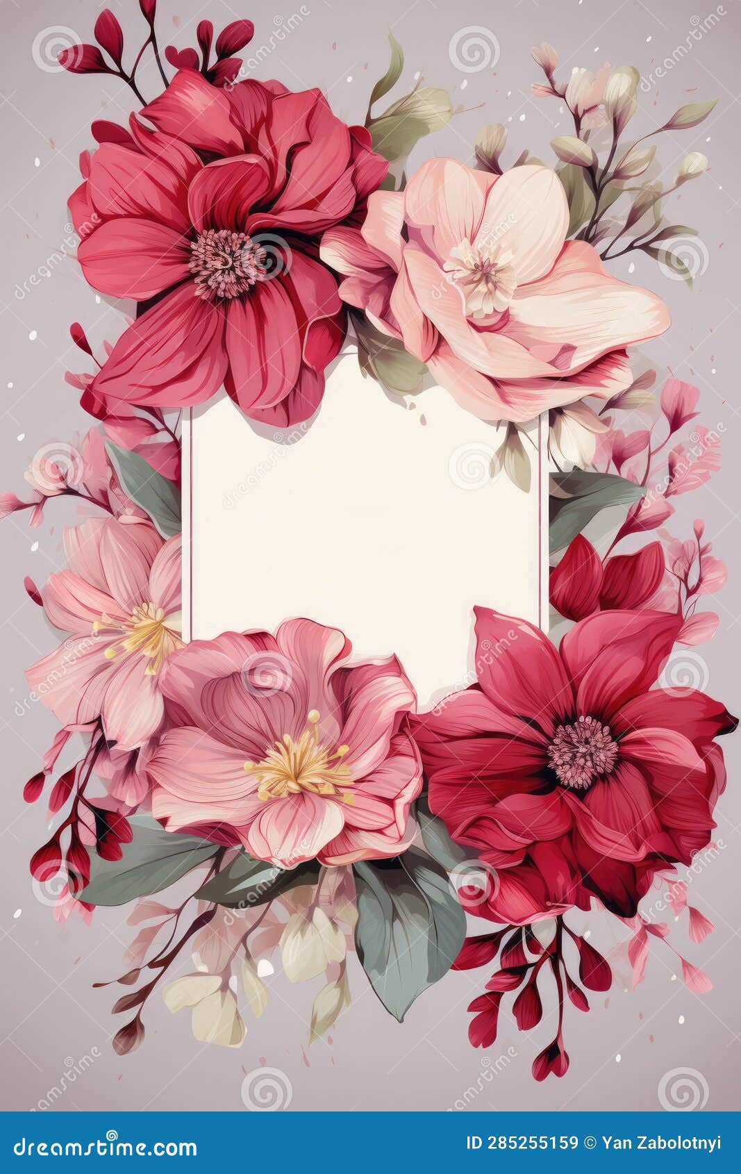 A Square Frame with Flowers on a Gray Background Stock Illustration ...
