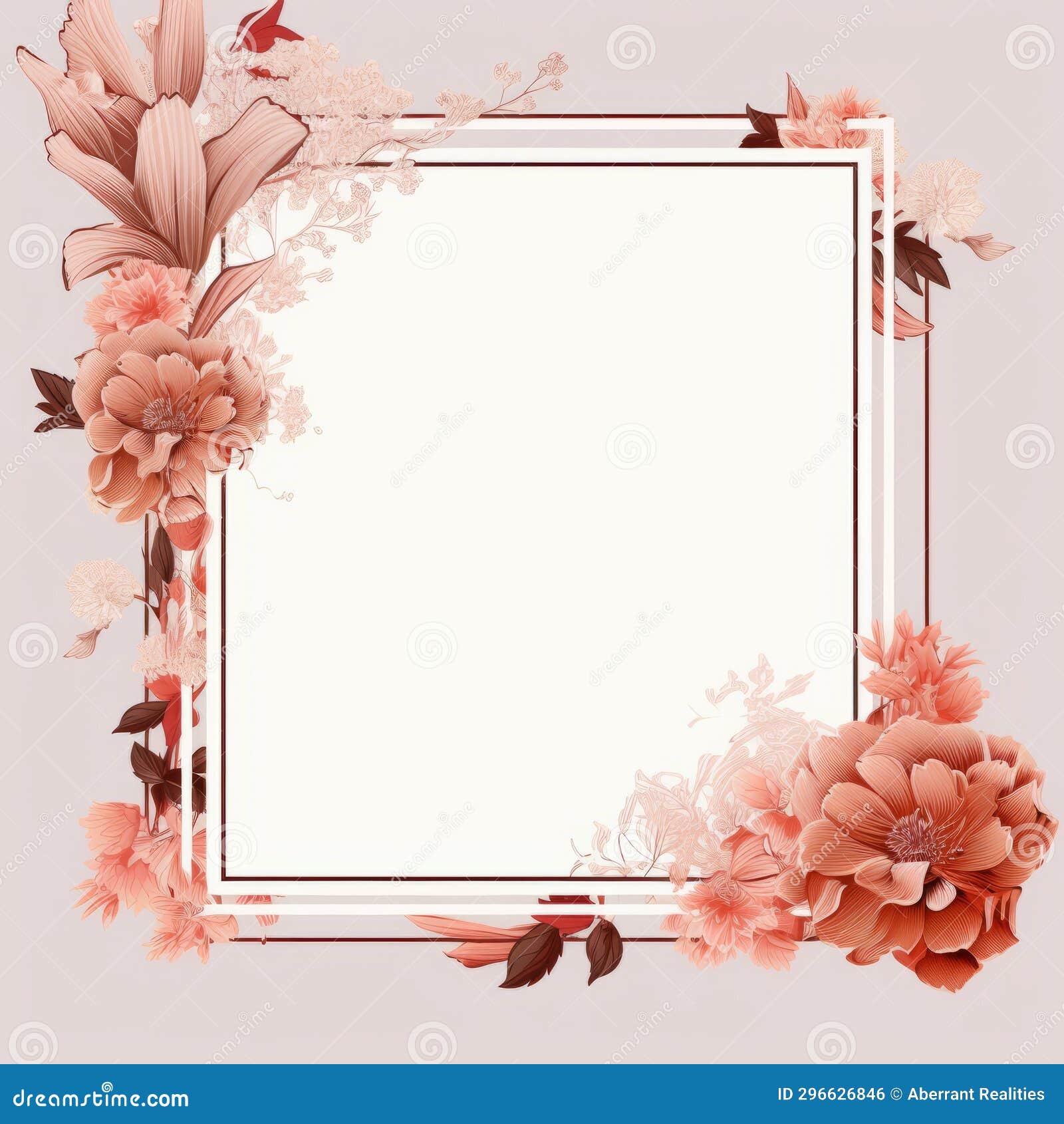 A Square Frame with Flowers on a Light Pink Background Stock ...