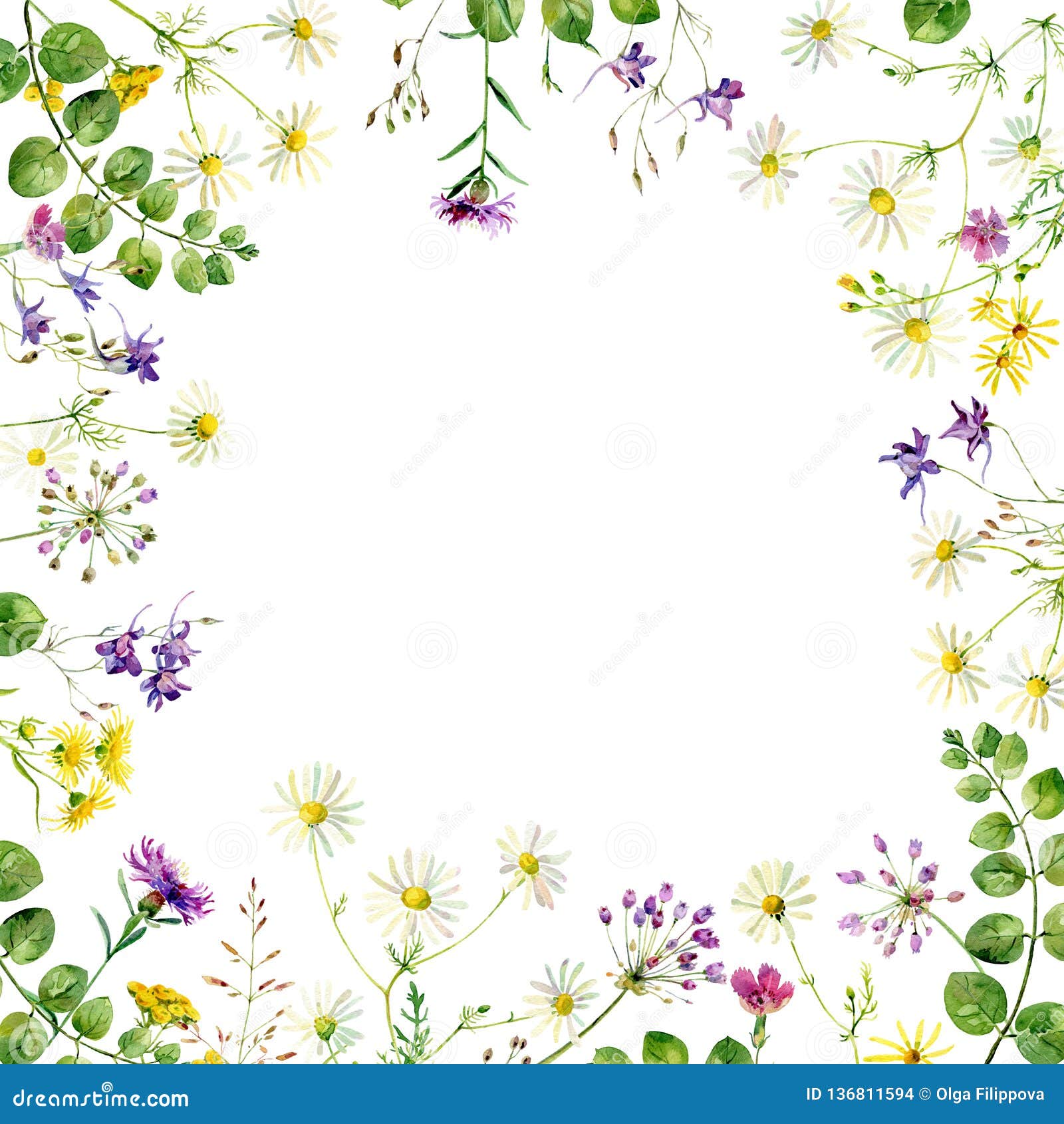 Square frame of flowers stock illustration. Illustration of meadow ...