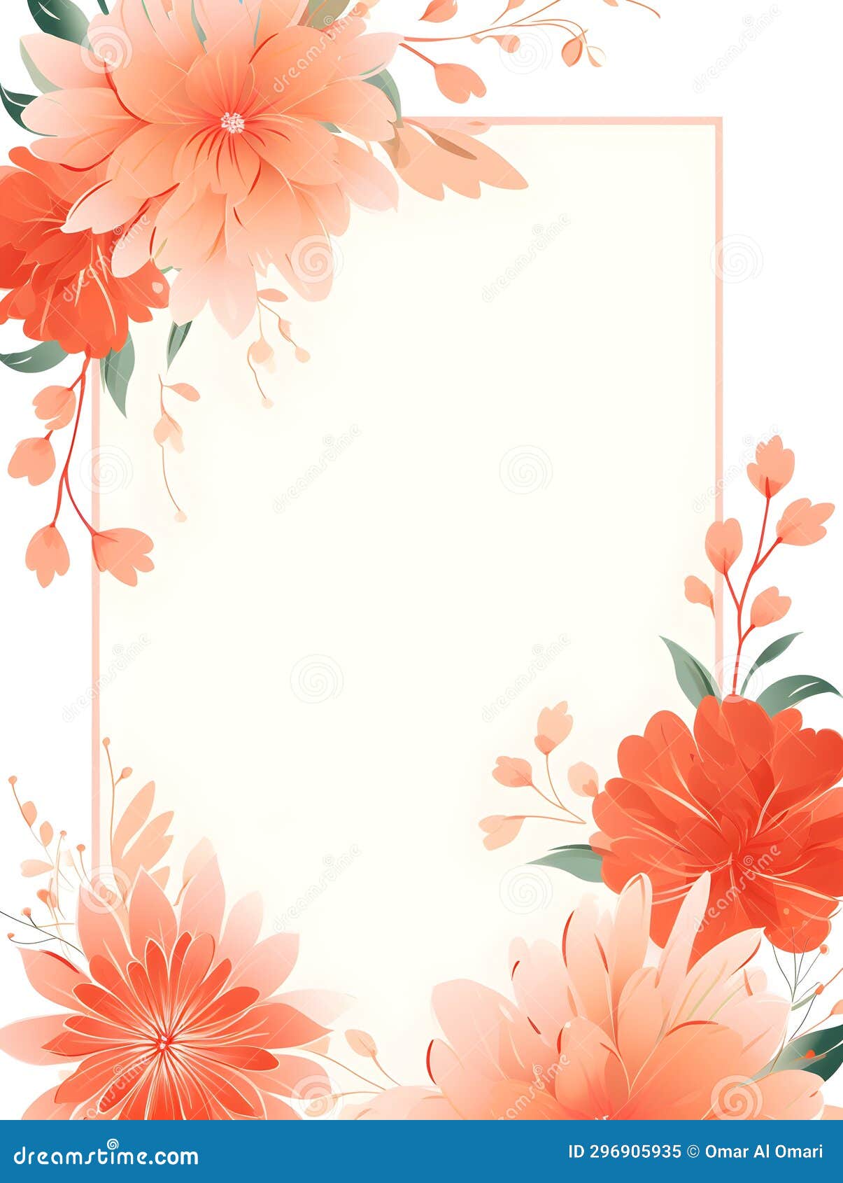 A Square Frame with Flowers on a White Background. Abstract White ...