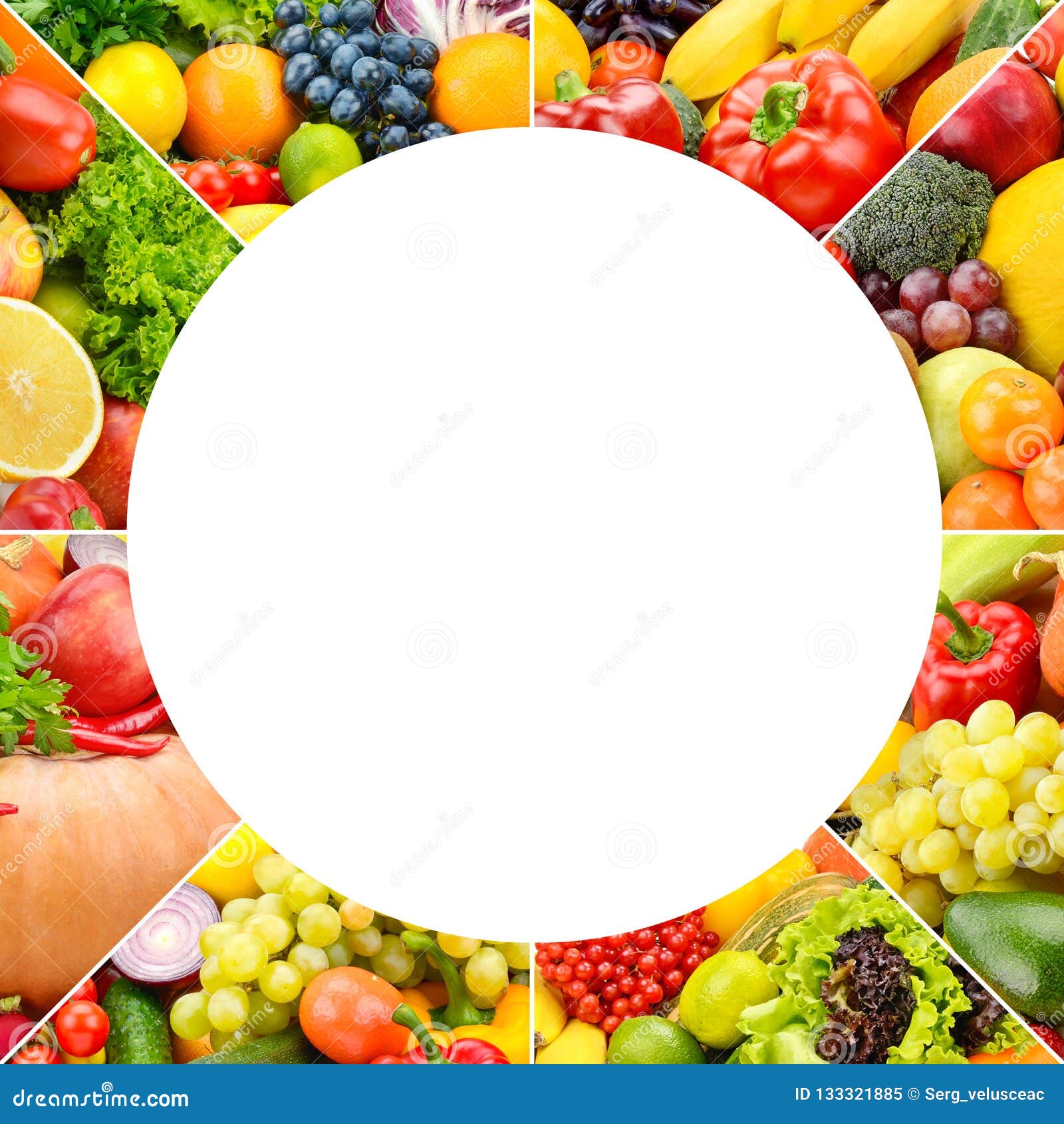 Square Frame Fruits and Vegetables Separated Lines on W Stock Image ...