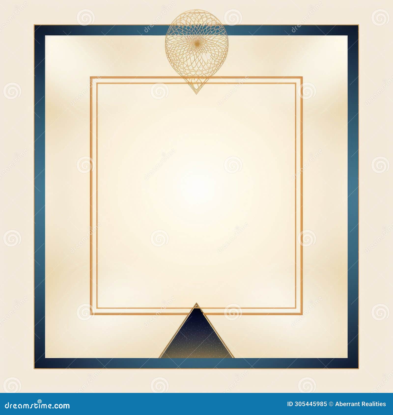 A Square Frame with a Gold Border and a Triangle in the Middle Stock ...