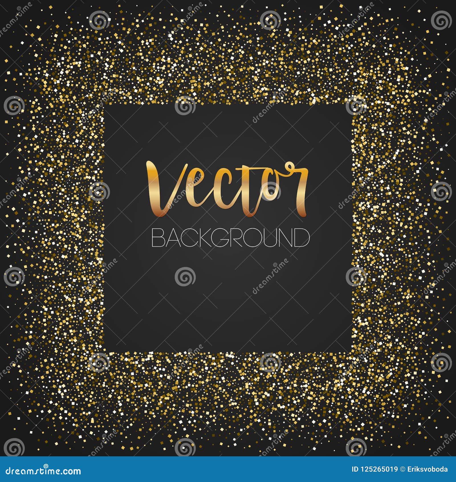 Square Frame with Golden Glitter. Shining Sparkle Texture Stock Vector ...